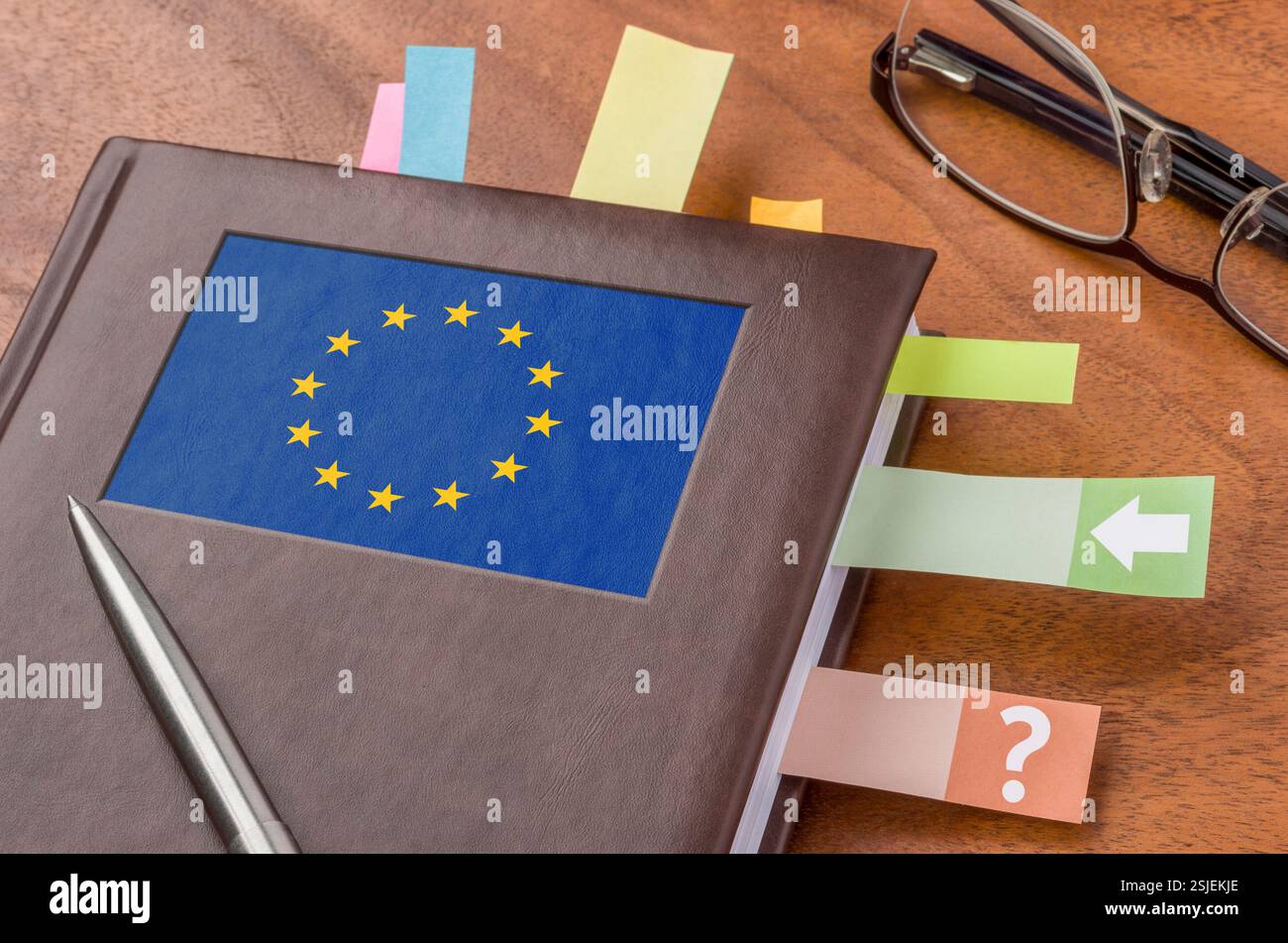 Diary with the EU flag Stock Photo - Alamy