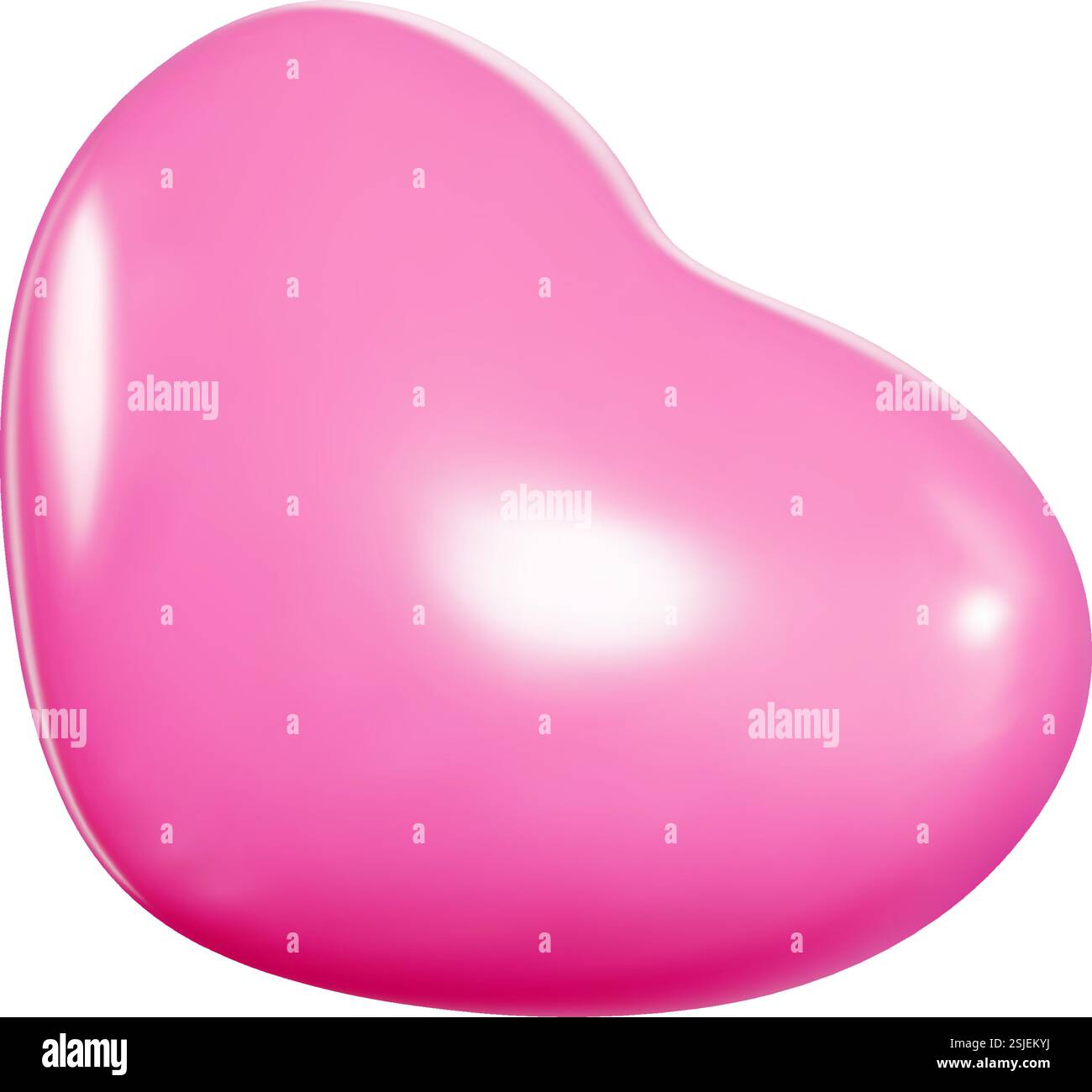 Pink floating heart balloon in 3d vector style with bright highlights ...