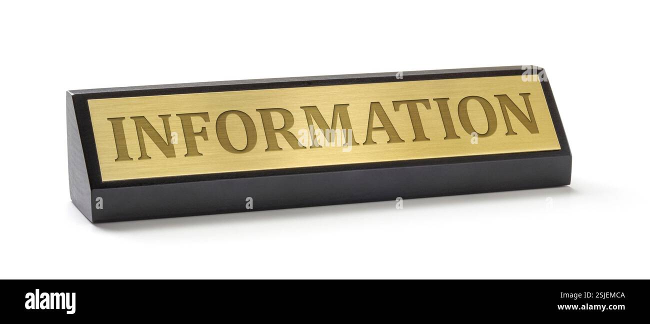 Table display on white background - Information Stock Photo - Alamy