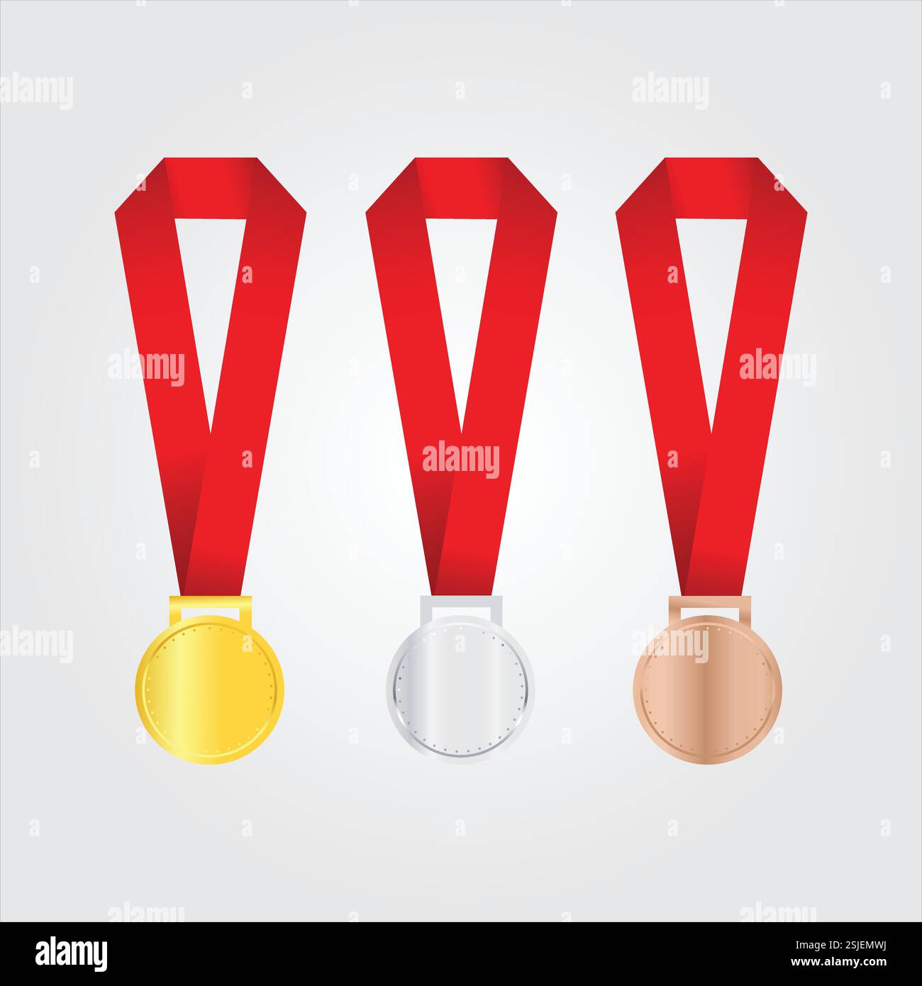 Gold, Silver, and Bronze Award Medals with Red Ribbons Stock Vector ...