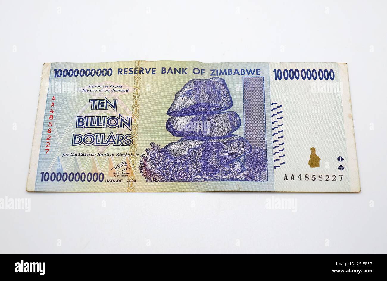 10 000 000 000 (ten billion) Zimbabwean dollar banknote, Z$, Zimbabwe ...