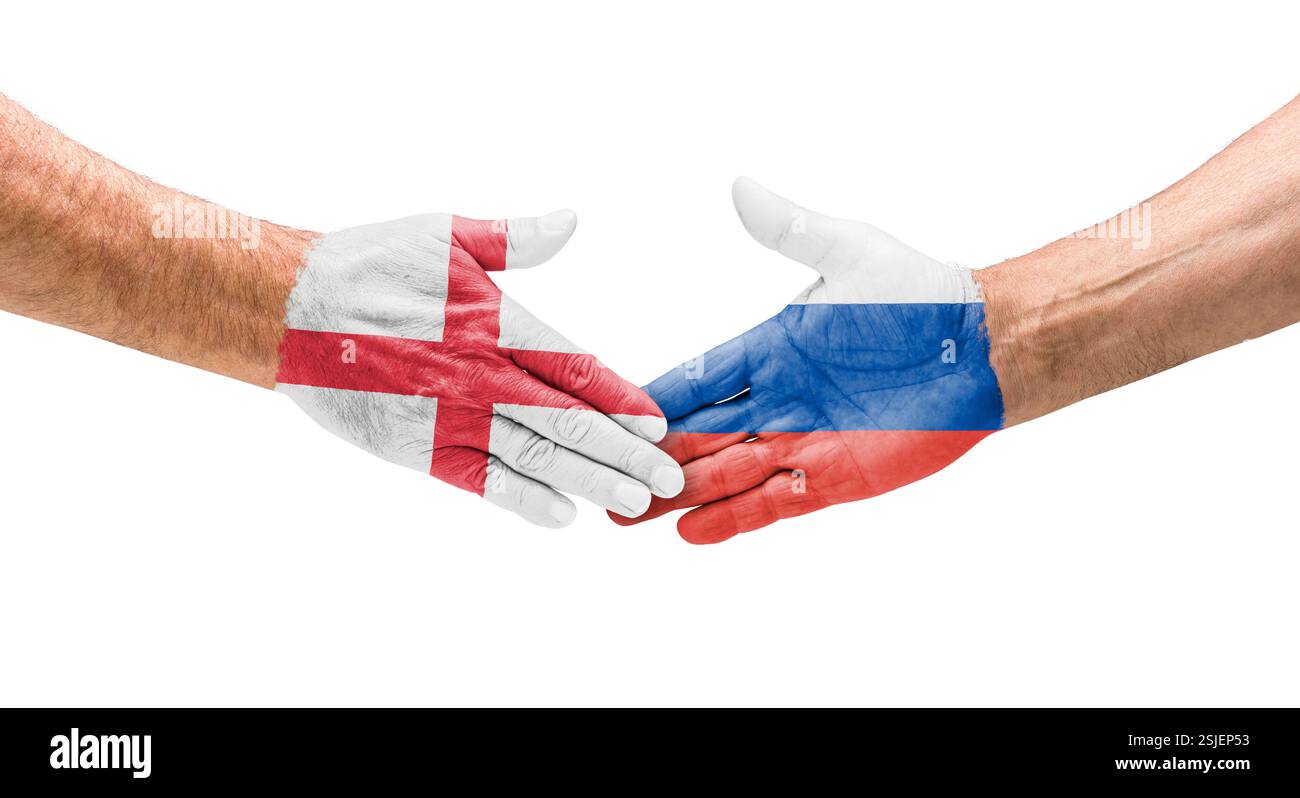 Soccer teams handshake between england and russia hi-res stock ...