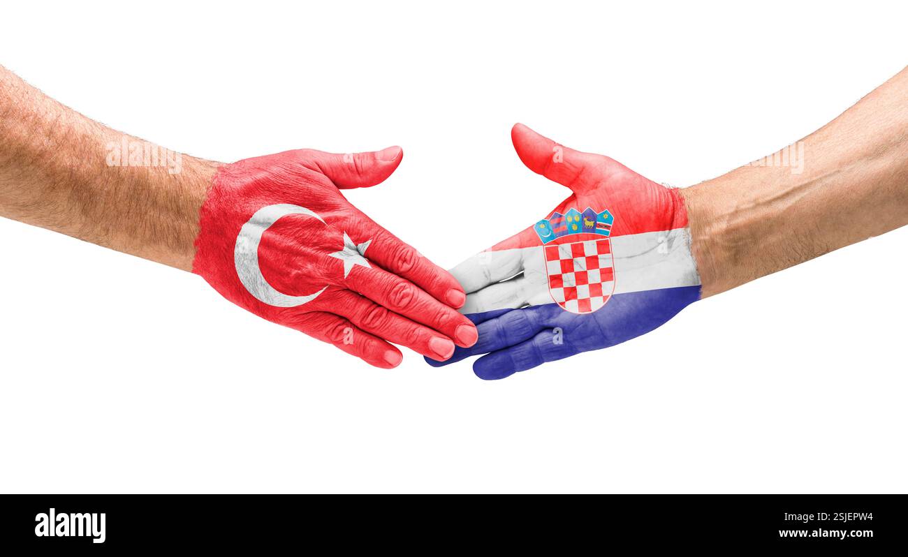 Soccer teams handshake between turkey and croatia hi-res stock ...