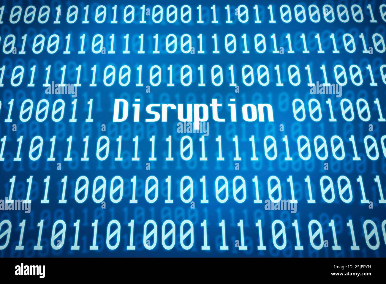Binary code with the word disruption in the center Stock Photo - Alamy