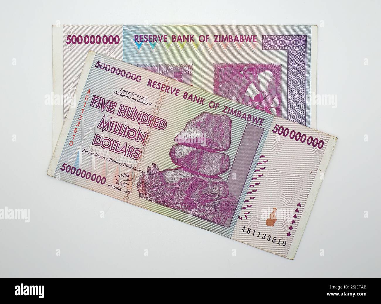 500 000 000 (five hundred million) Zimbabwean dollar banknotes, Z ...
