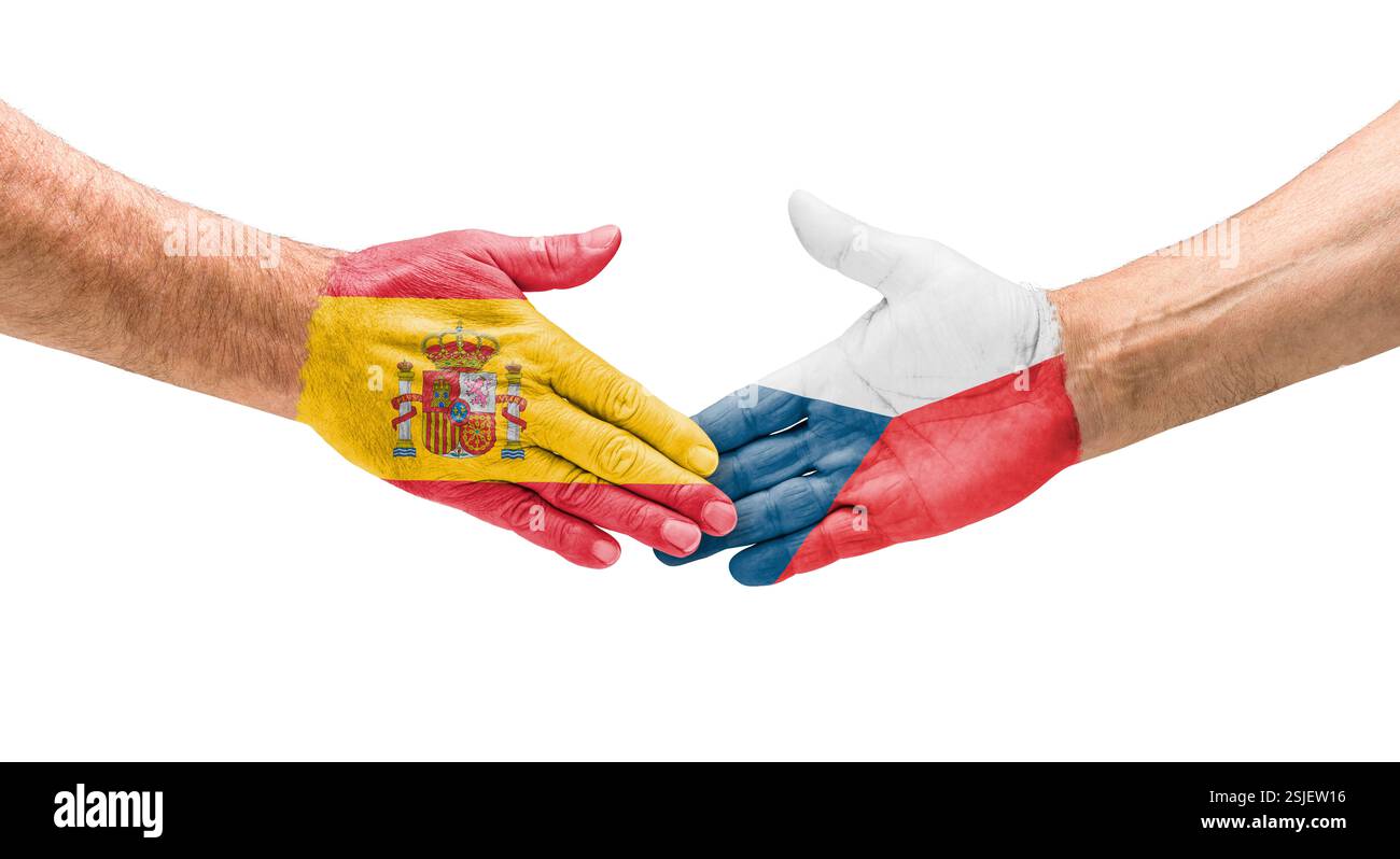 Soccer teams - Handshake between Spain and the Czech Republic Stock ...