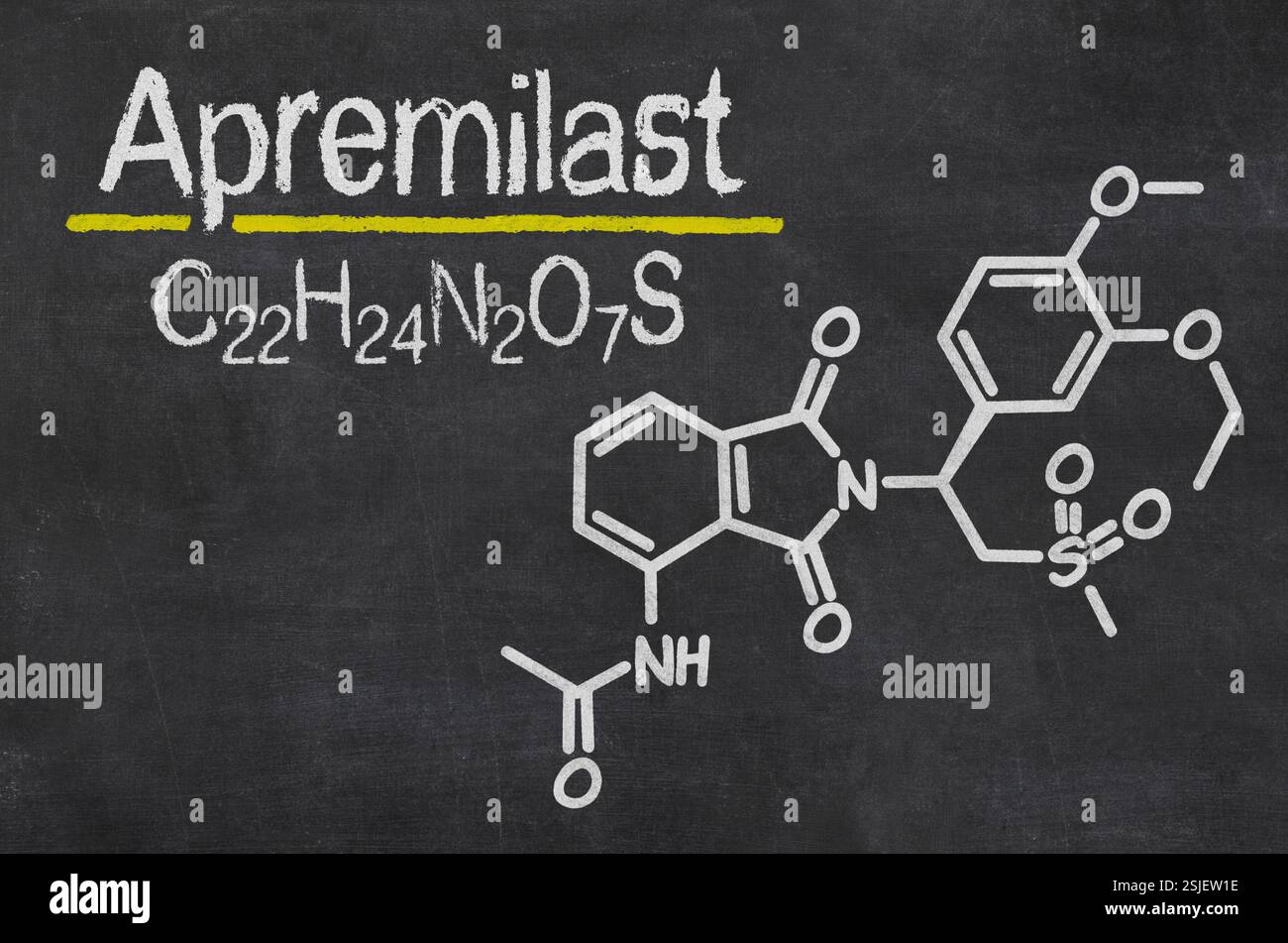 Slate with the chemical formula of Apremilast Stock Photo - Alamy