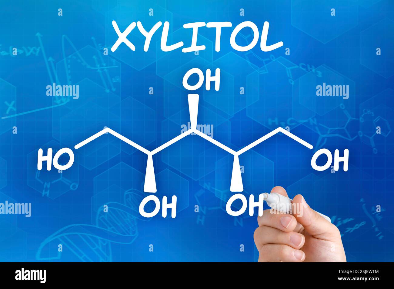 Hand-drawn chemical structural formula of xylitol Stock Photo - Alamy
