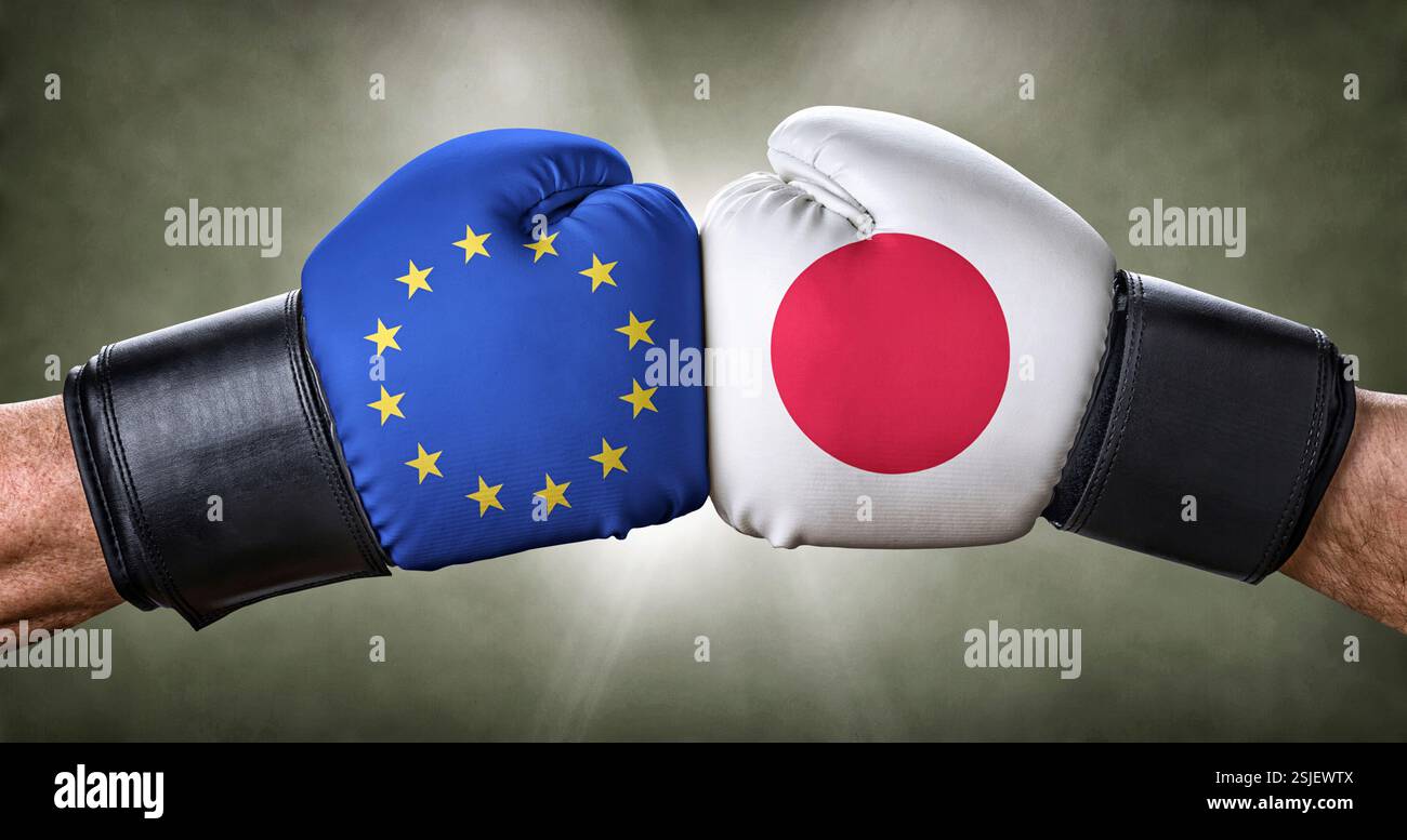 Boxing match - European Union versus Japan Stock Photo - Alamy