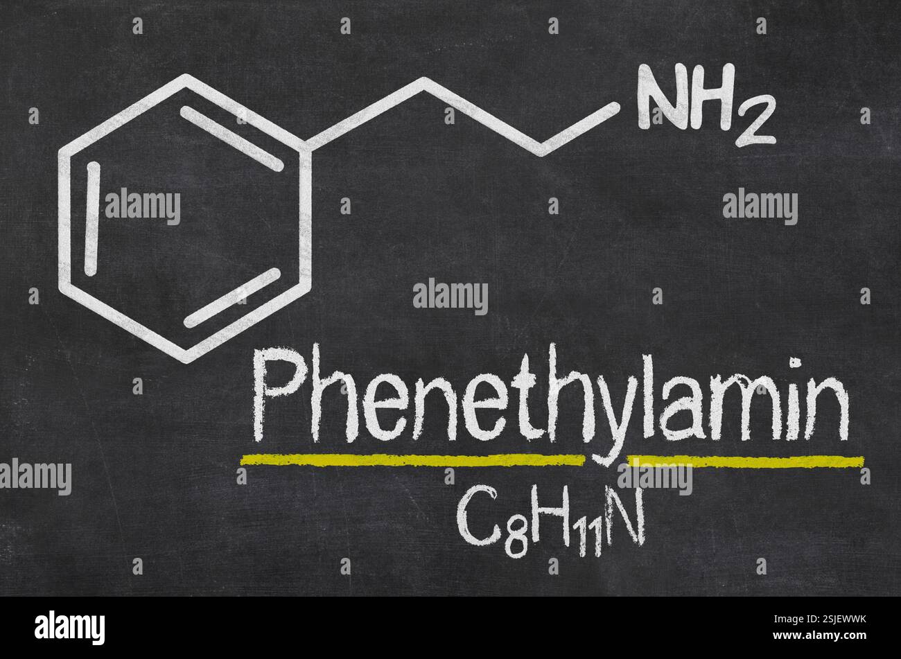 Slate with the chemical formula of phenethylamine Stock Photo - Alamy