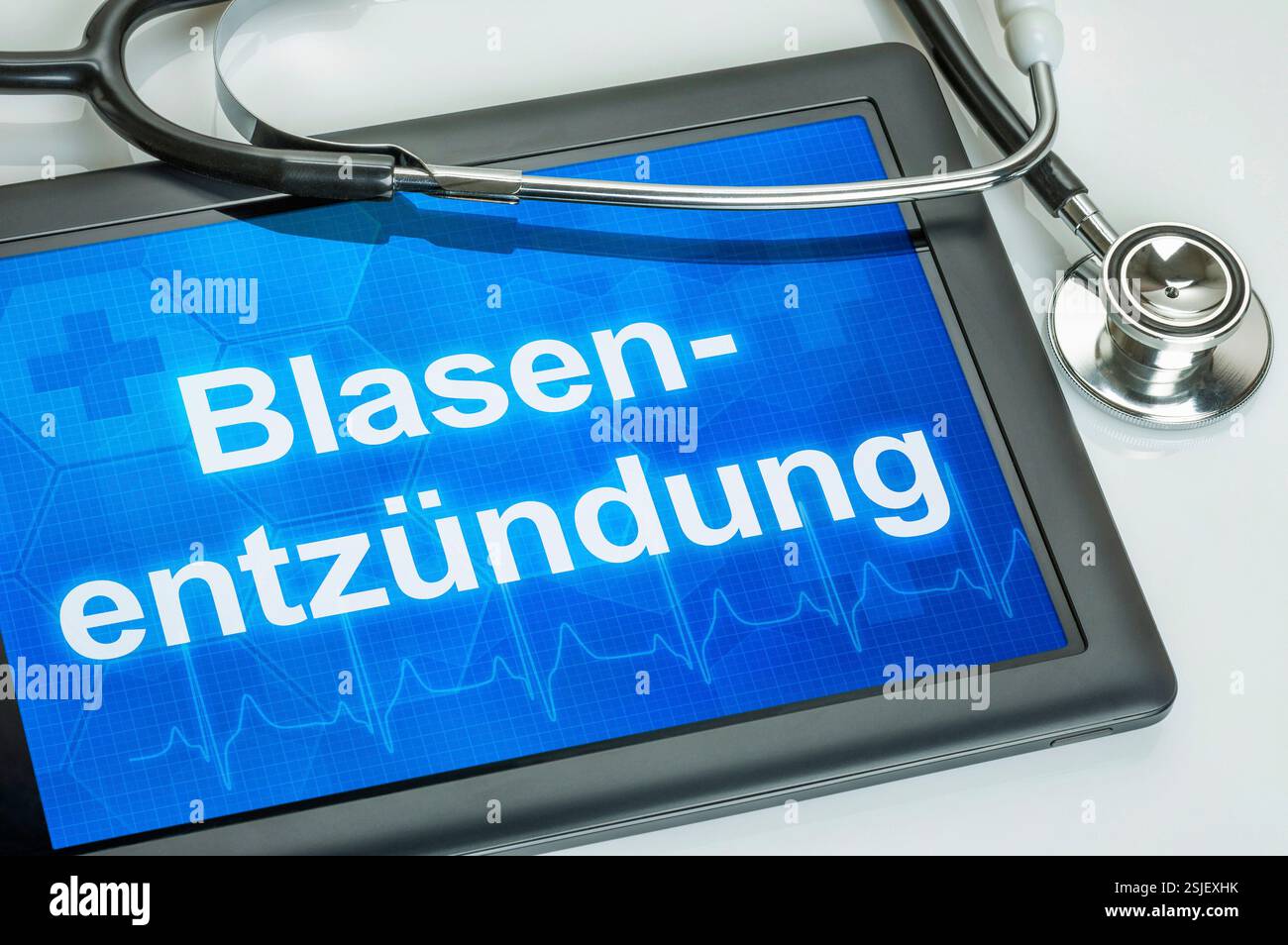 Tablet with a diagnosis of cystitis on the display Stock Photo - Alamy