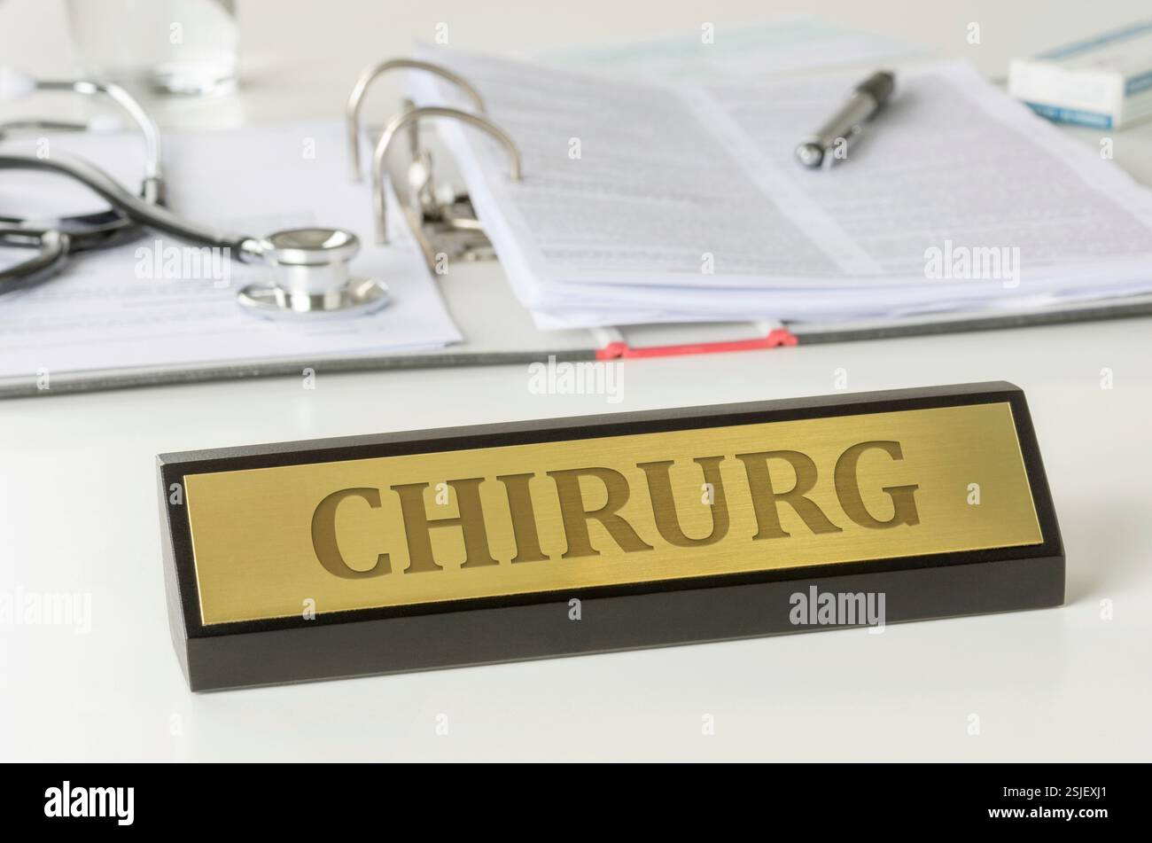 Table display with the surgeon sign Stock Photo - Alamy