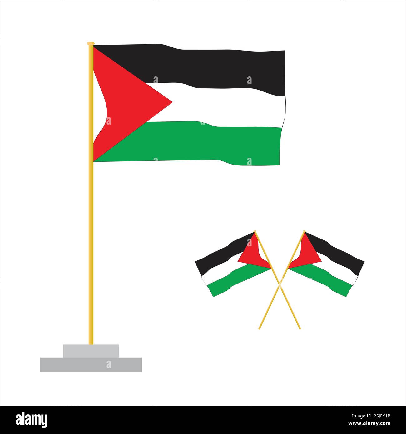 Palestinian Flag Illustration with Single and Crossed Flags Stock ...