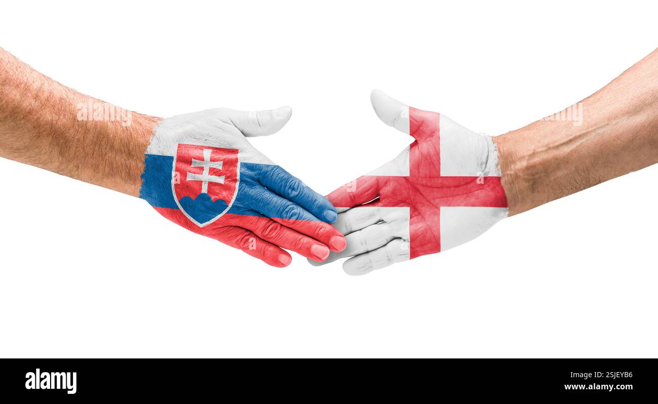 Soccer teams - Handshake between Slovakia and England Stock Photo - Alamy