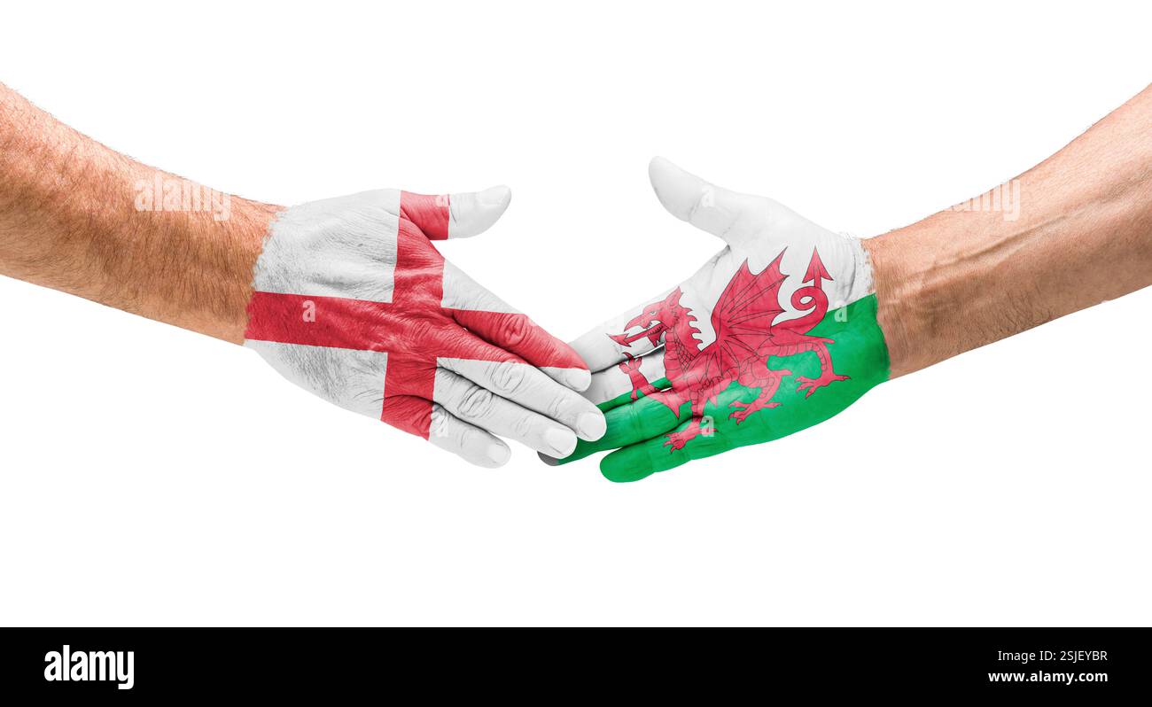 Soccer teams handshake between england and wales hi-res stock ...