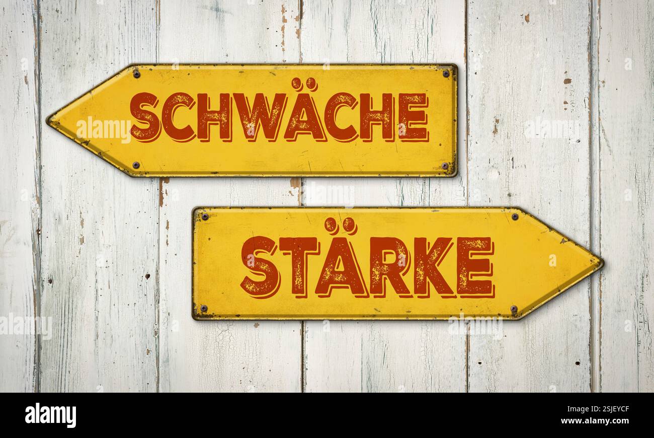 Signpost - weakness or strength Stock Photo - Alamy