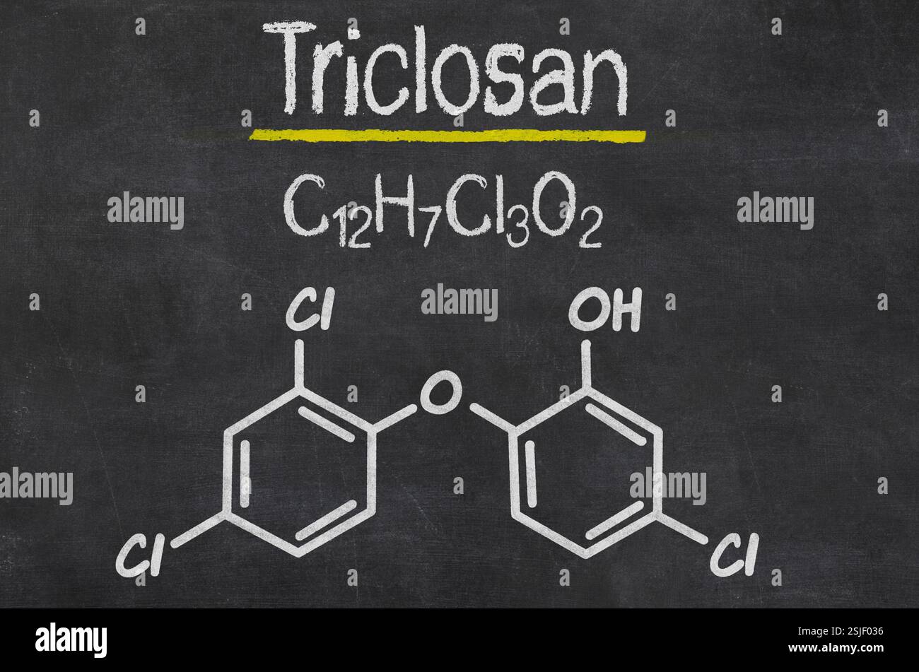 Slate with the chemical formula of triclosan hi-res stock photography ...