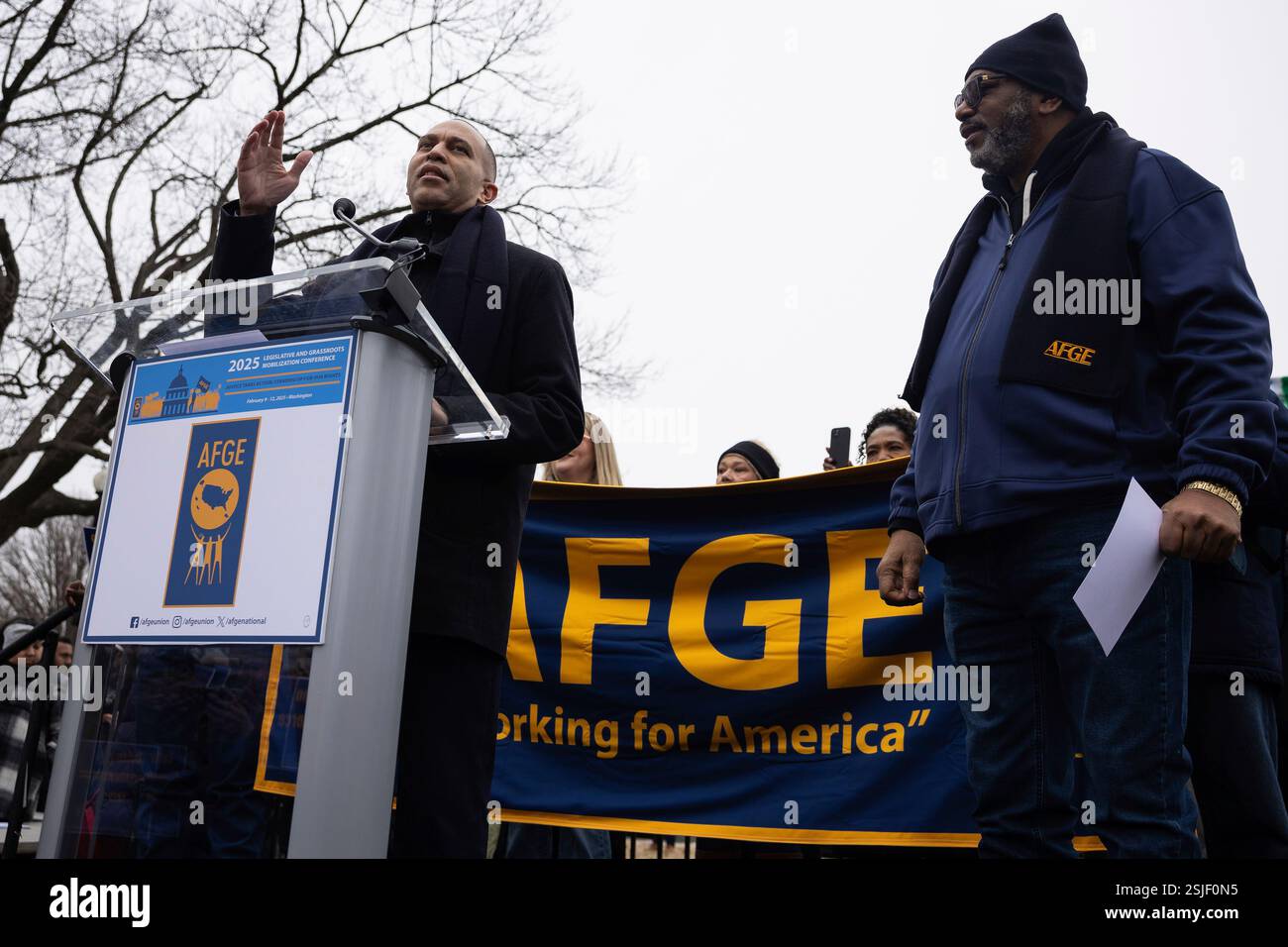 House Minority Leader Hakeem Jeffries (D-N.Y.) speaks alongside ...
