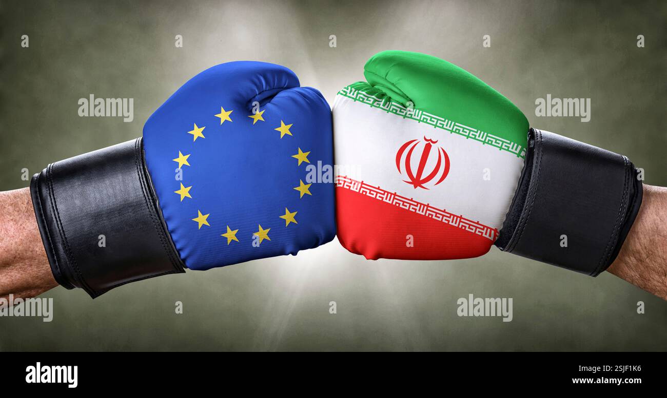 Boxing match - European Union versus Iran Stock Photo - Alamy