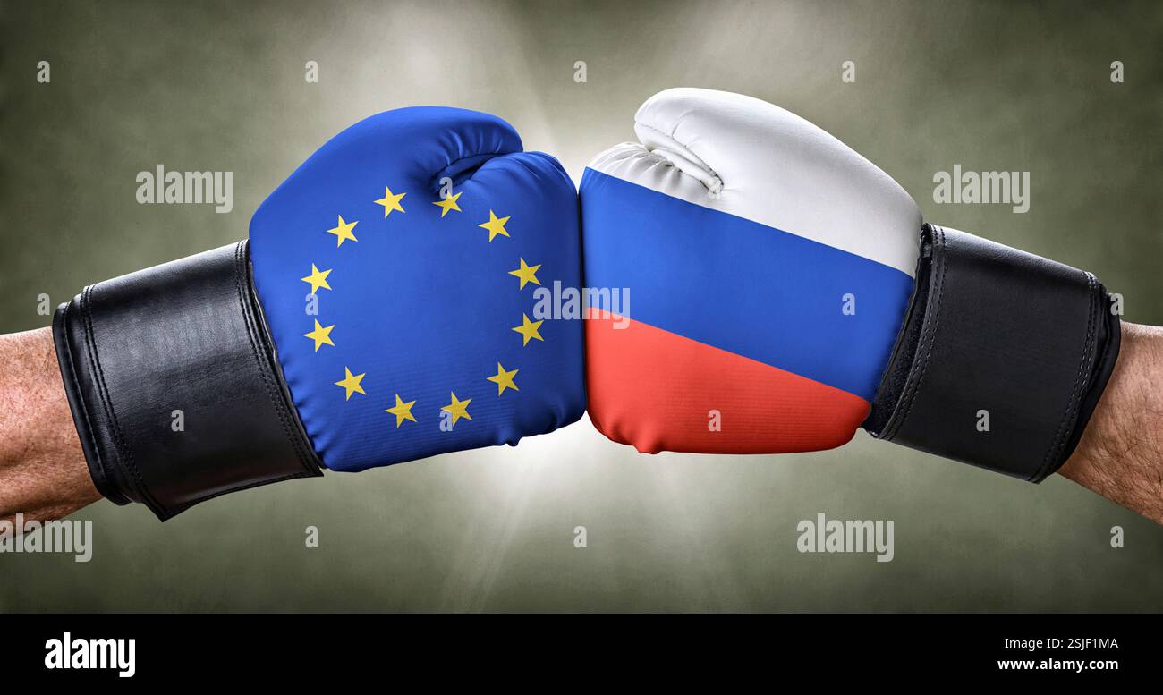 Boxing match - European Union versus Russia Stock Photo - Alamy