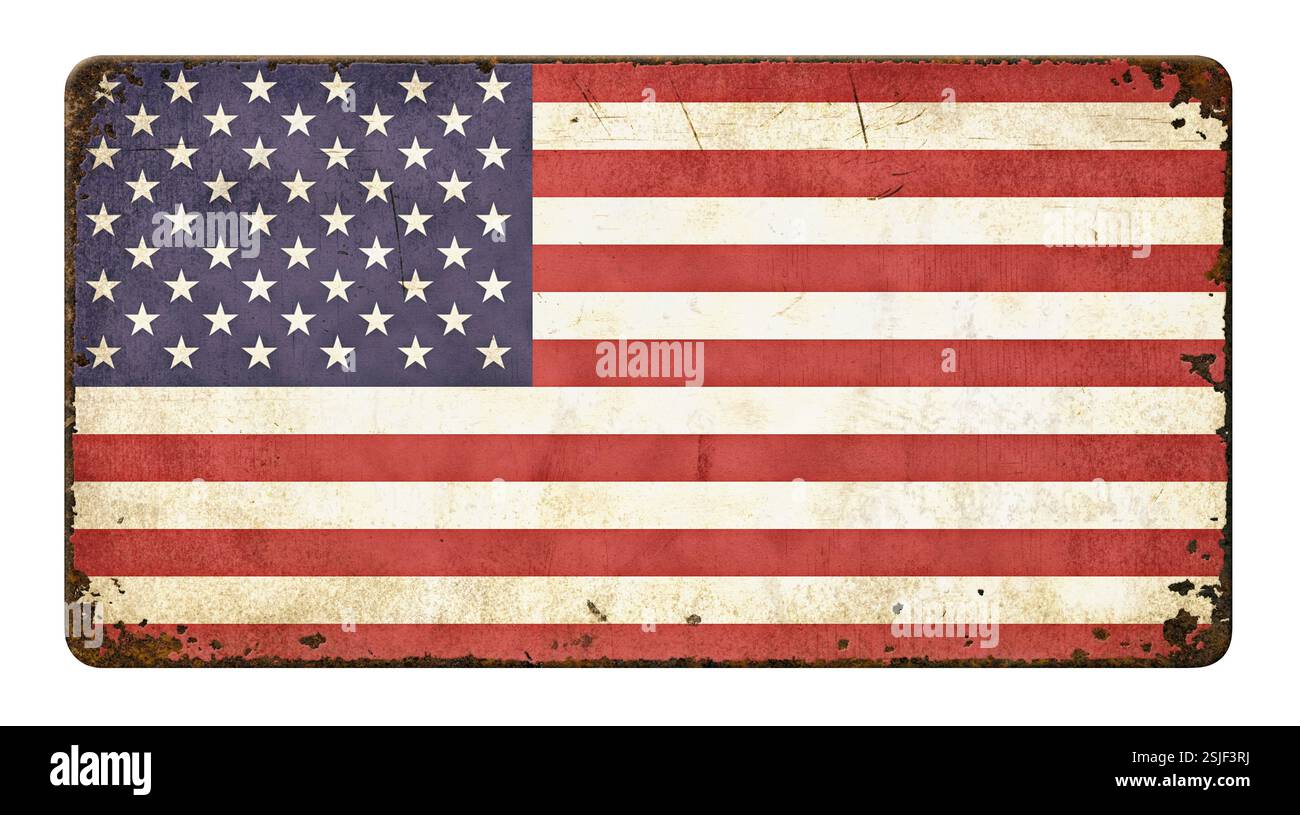 Old rusted tin sign - Flag USA Stock Photo - Alamy
