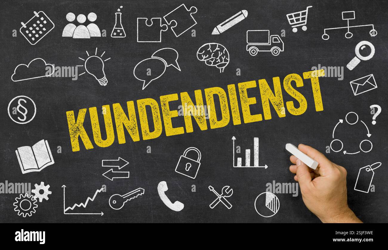 Board with icons and text - Customer service Stock Photo - Alamy