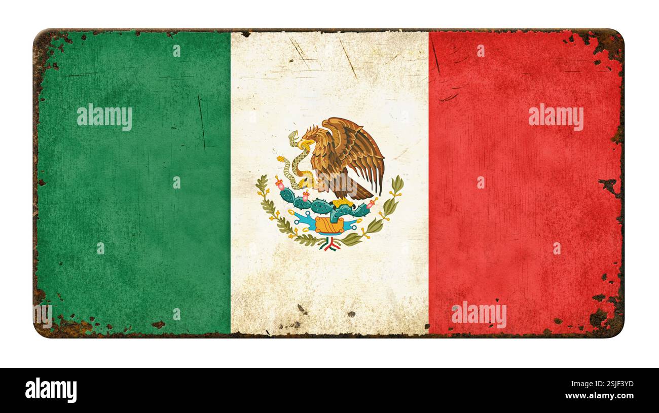 Old rusted tin sign flag mexico hi-res stock photography and images - Alamy