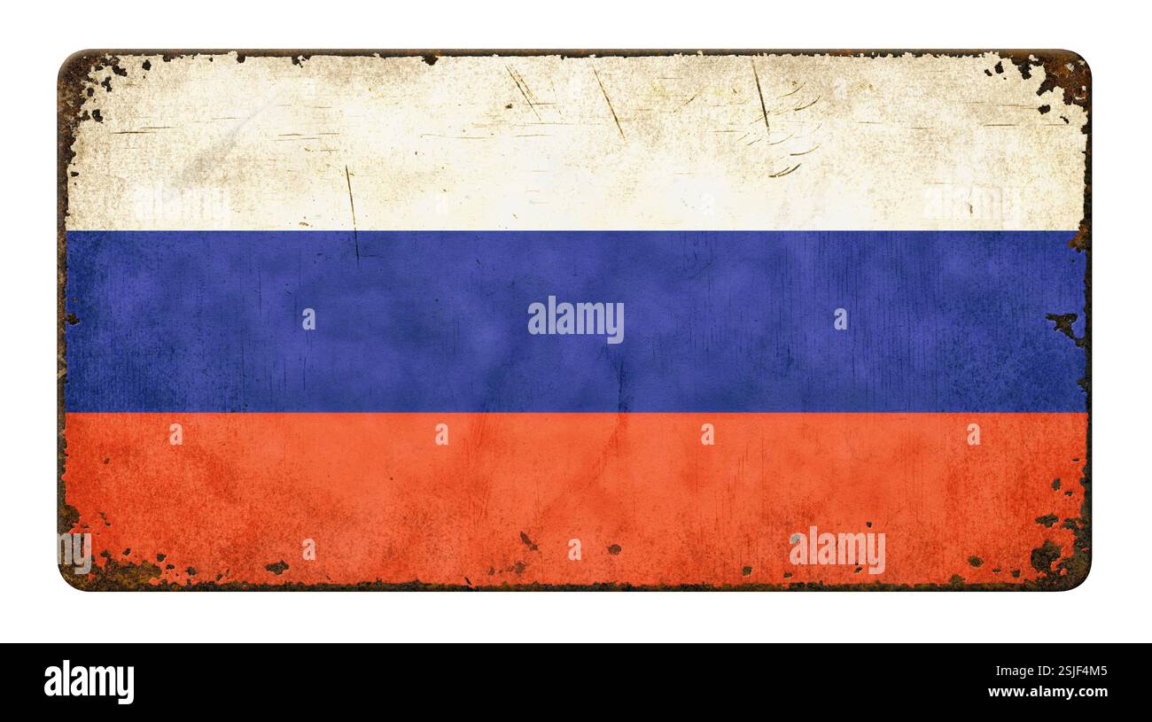 Old rusty tin sign flag russia hi-res stock photography and images - Alamy