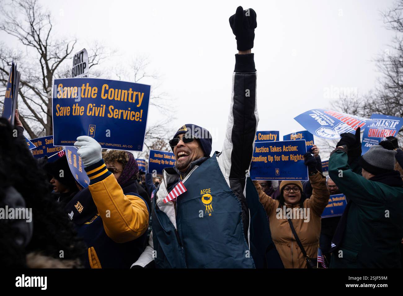 American Federation of Government Employees (AFGE) members arrive for a ...
