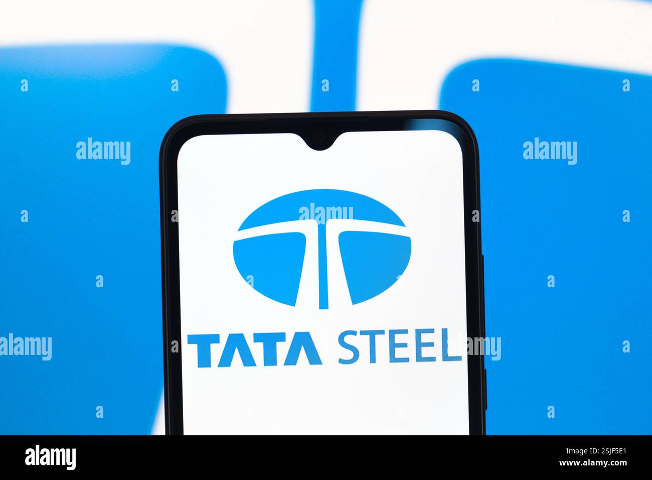 In this photo illustration, the Tata Steel Limited logo is seen ...