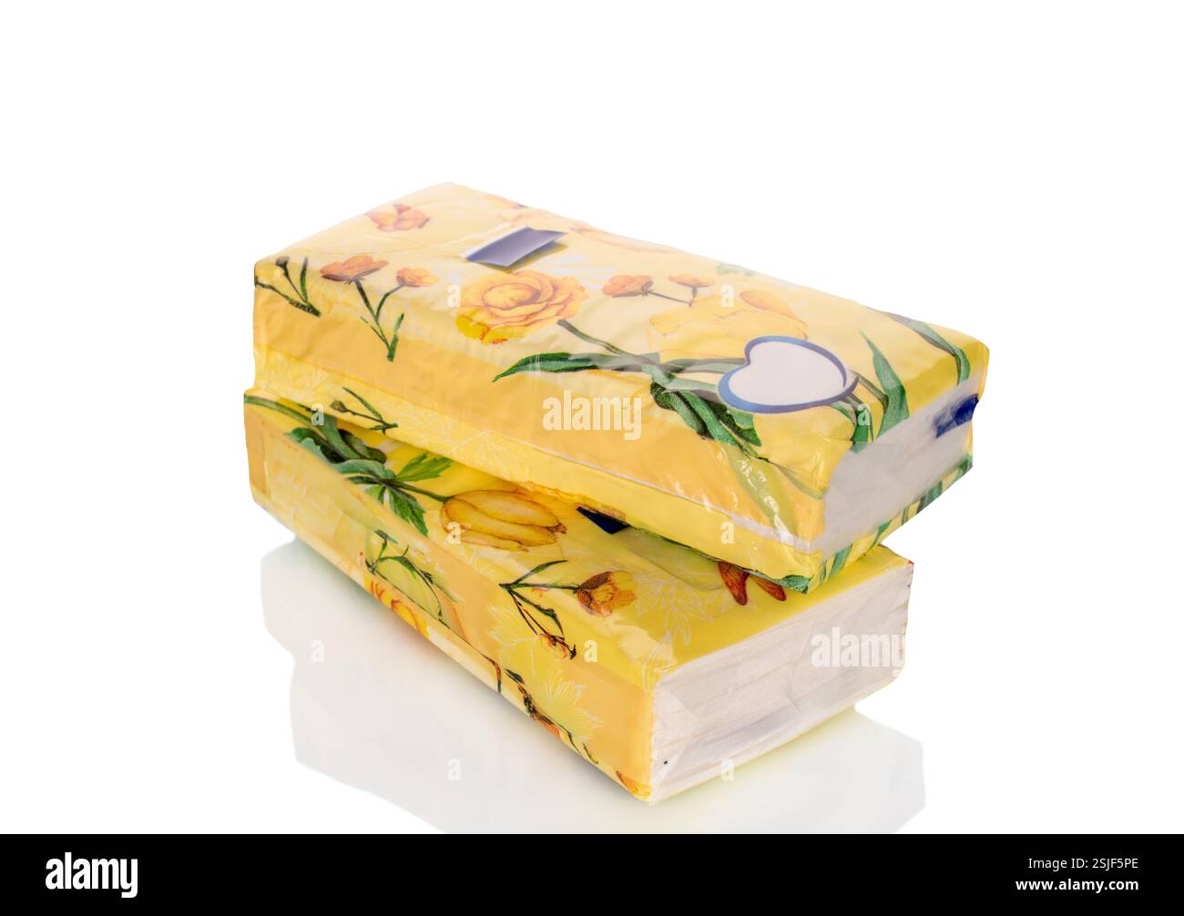 Two packs of paper dry wipes, close-up, isolated on white background ...