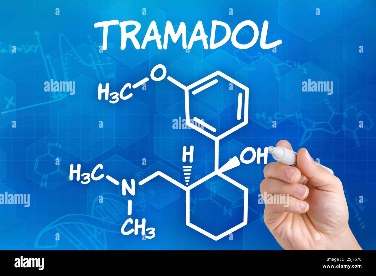 Hand draws chemical structural formula of tramadol hi-res stock ...