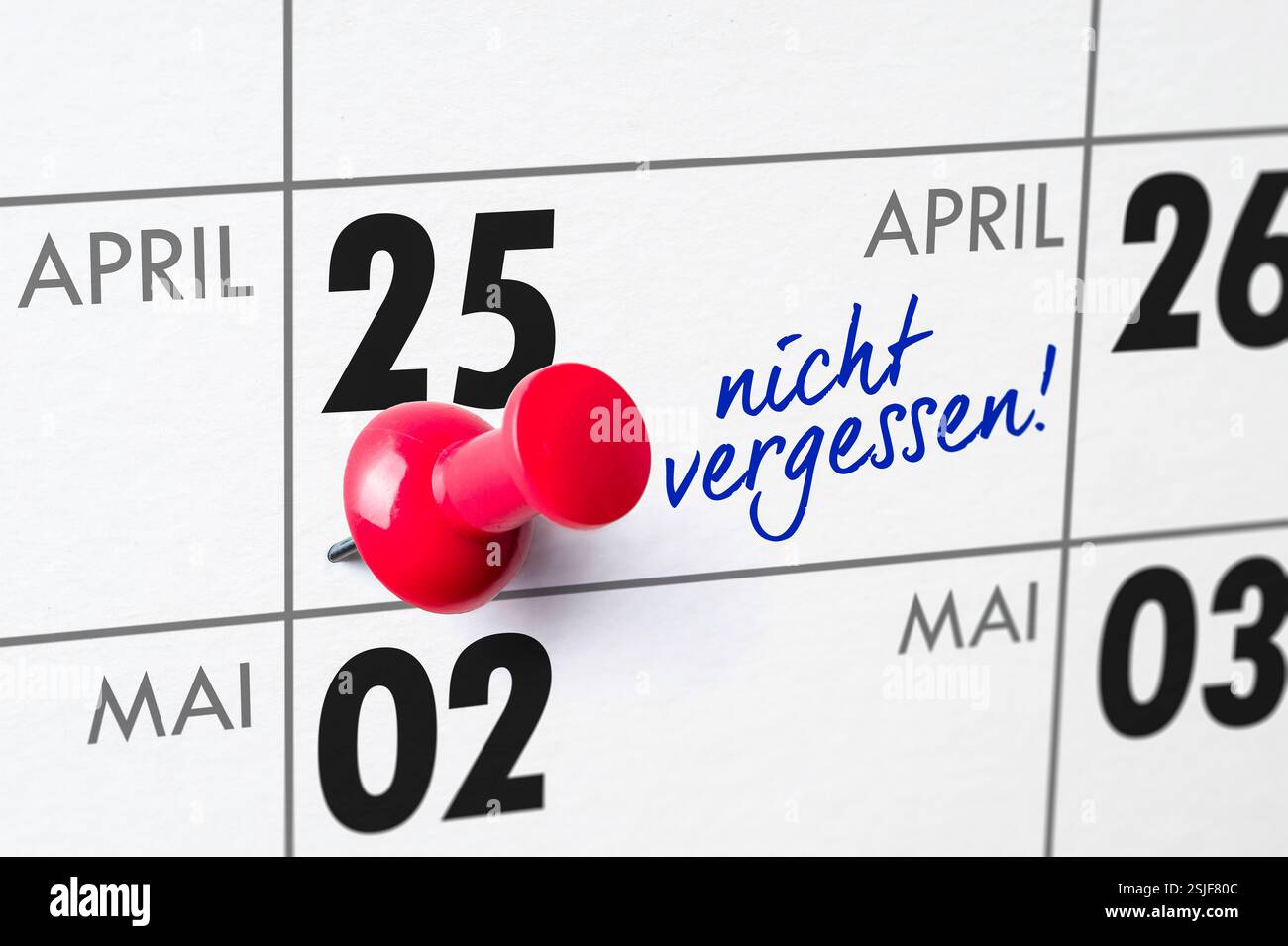 Wall calendar - April 25 Stock Photo - Alamy