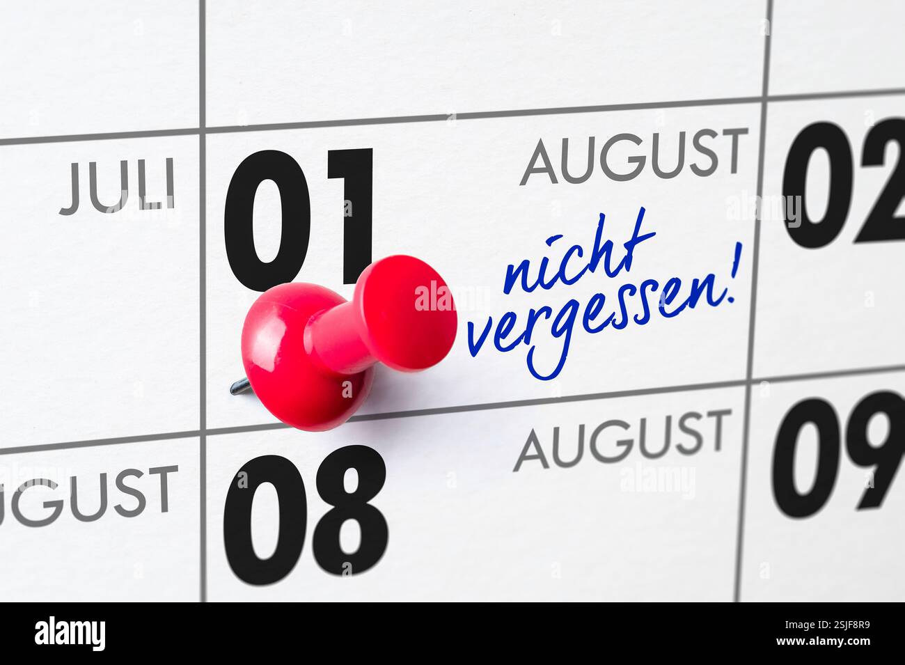 Wall calendar - August 01 Stock Photo - Alamy