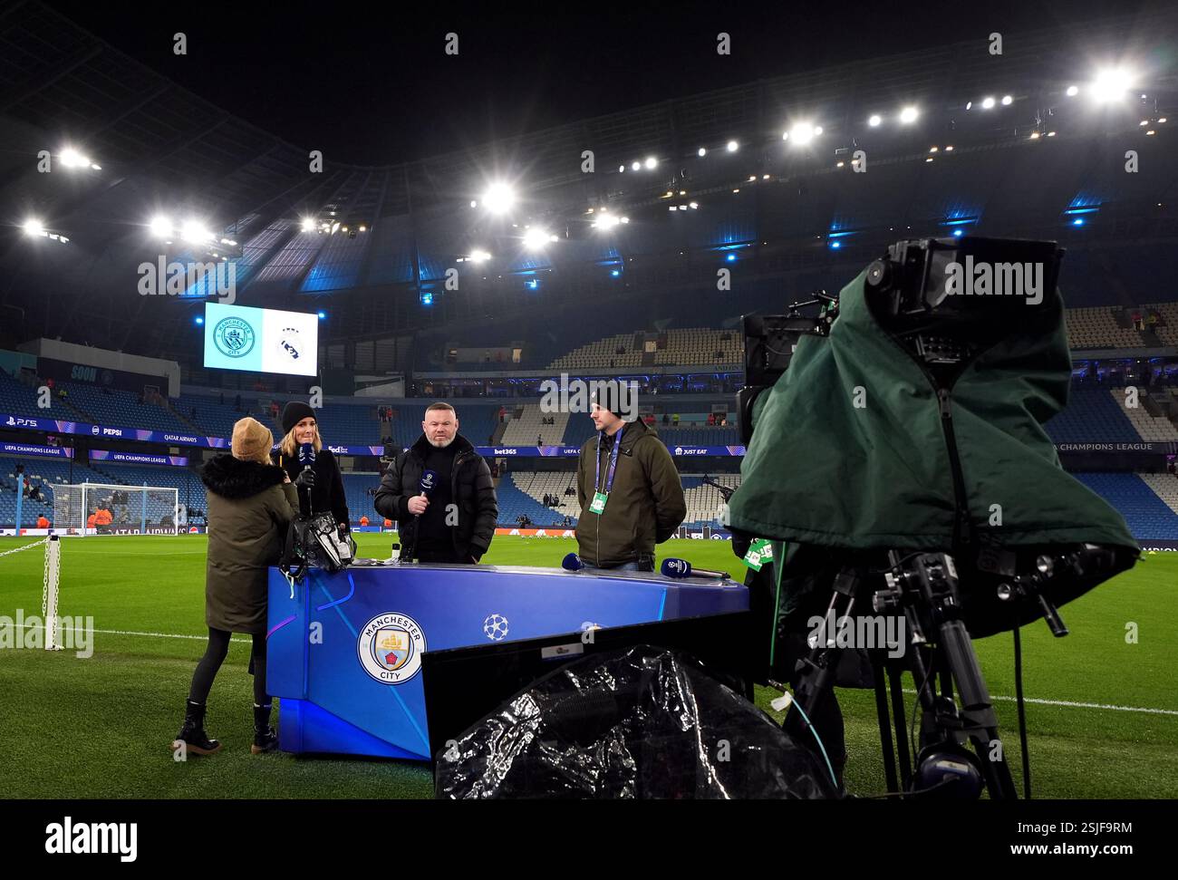 Amazon TV presenter Gaby Logan and pundit Wayne Rooney pitchside ahead ...