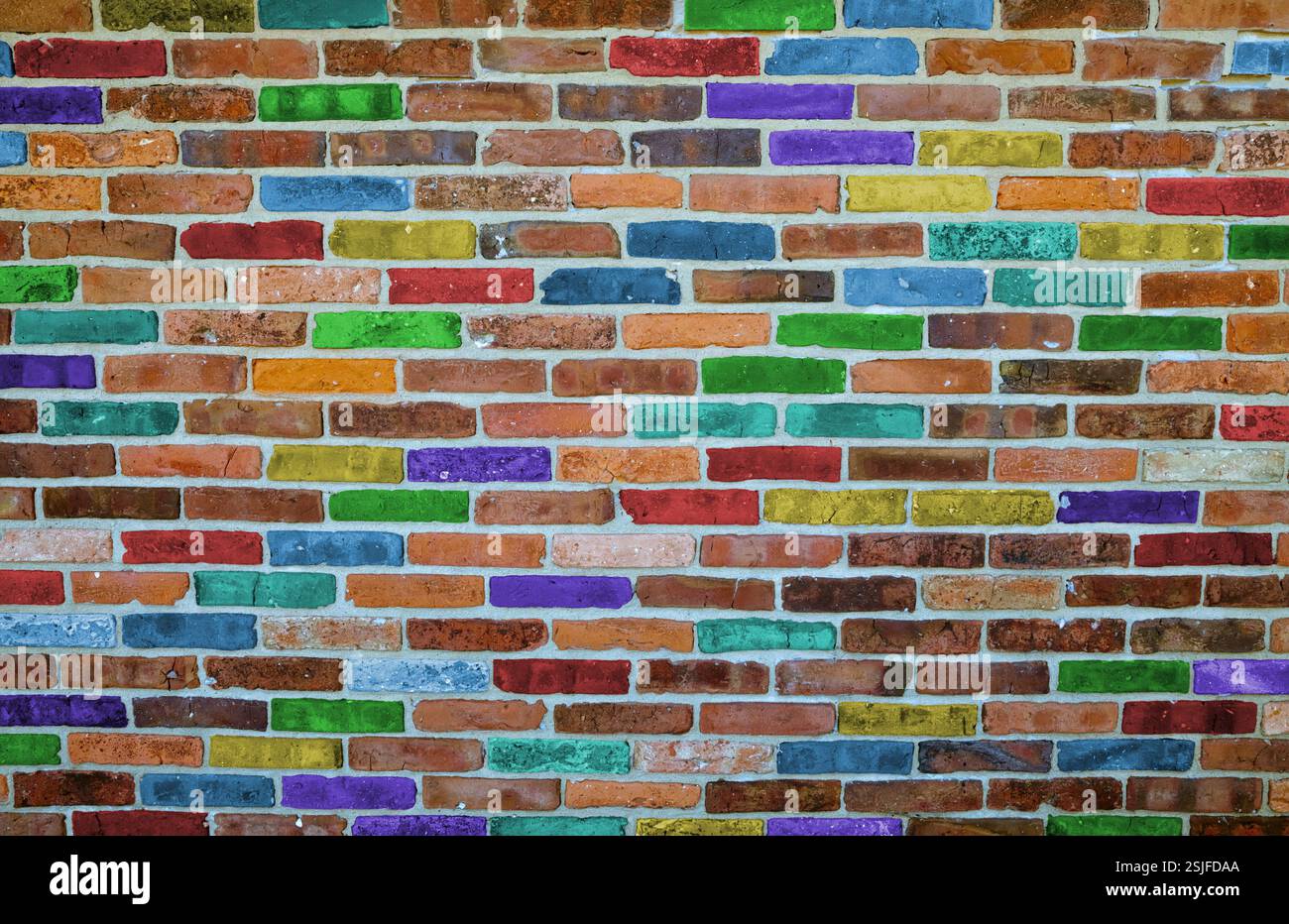 Colorful brick wall pattern for a background Stock Photo - Alamy