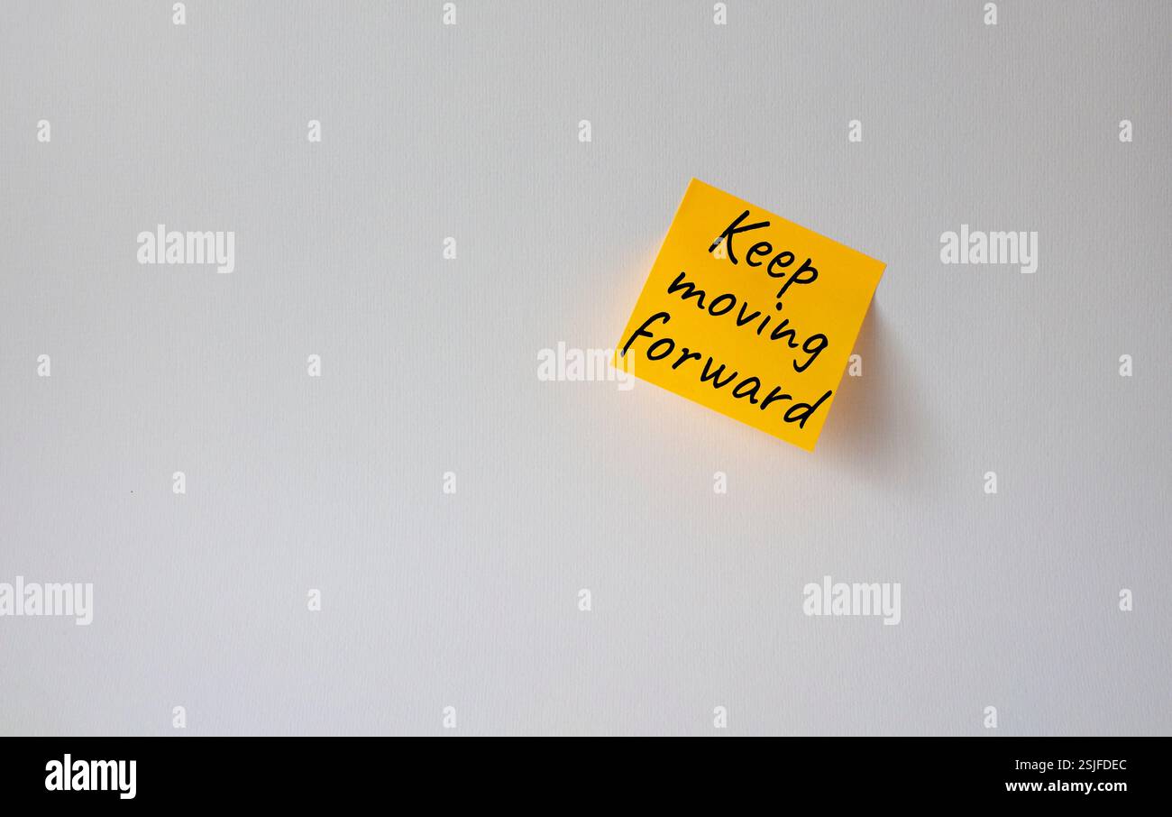 Keep moving forward symbol. Concept words keep moving forward on orange ...