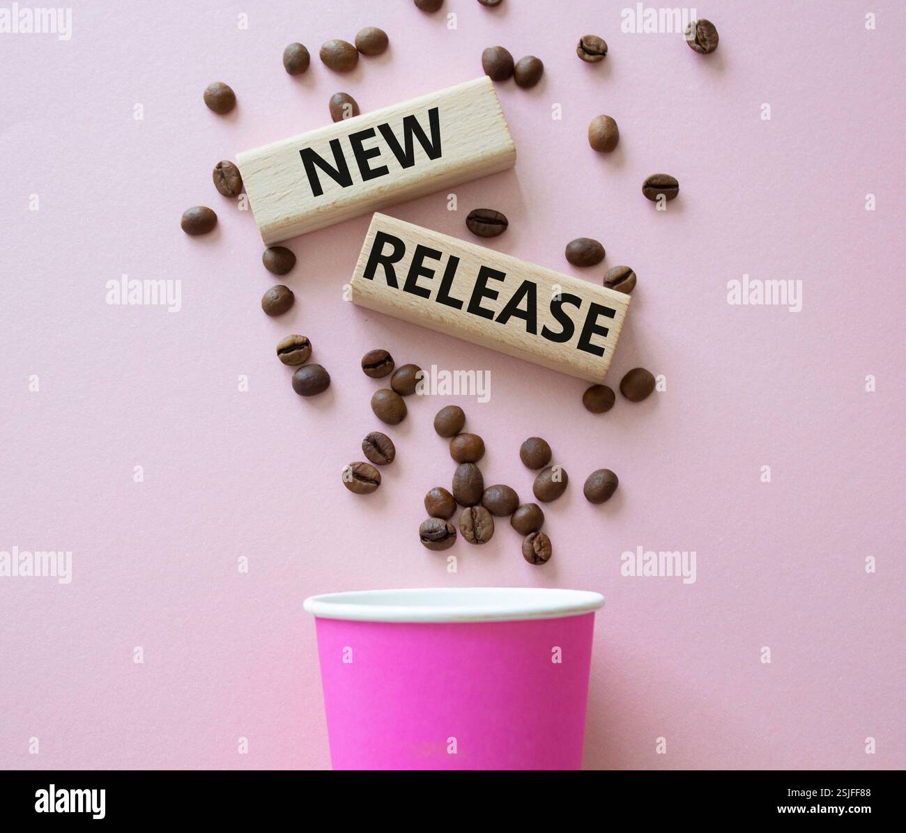 New Release symbol. Concept word New Release on wooden blocks ...