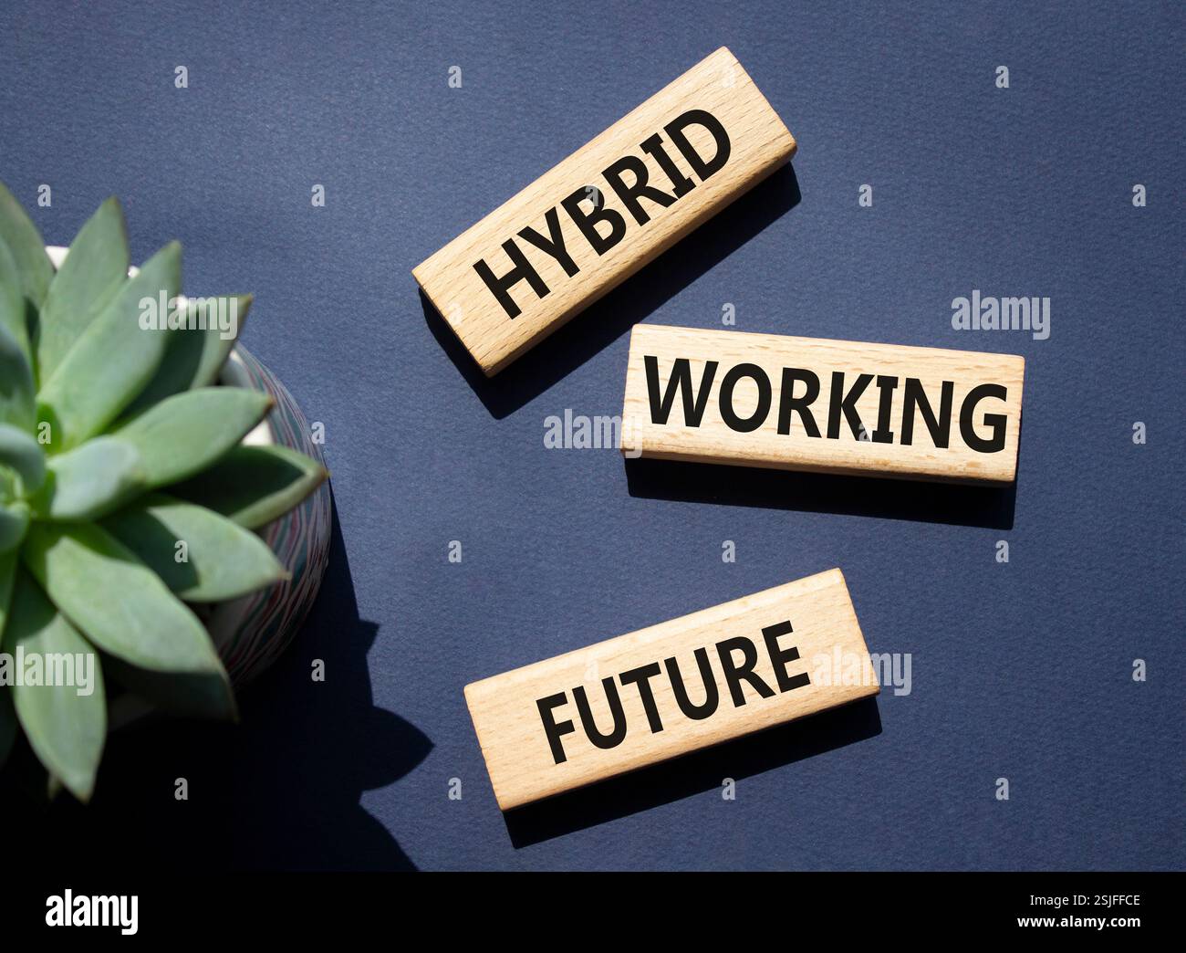 Hybrid Working Future symbol. Wooden blocks with words Hybrid Working ...