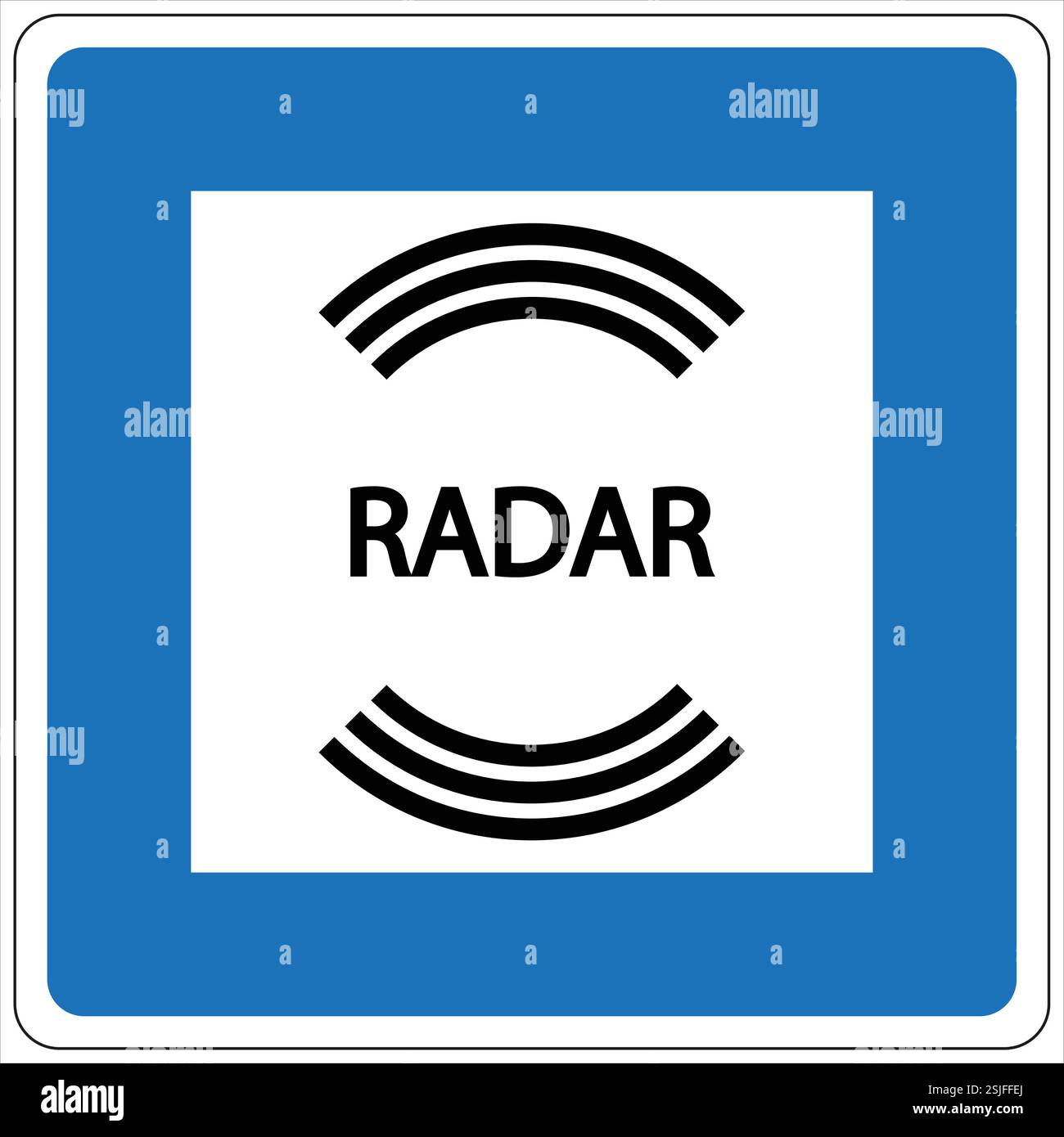 Blue sign indicating speed monitoring with radar detection Stock Vector ...
