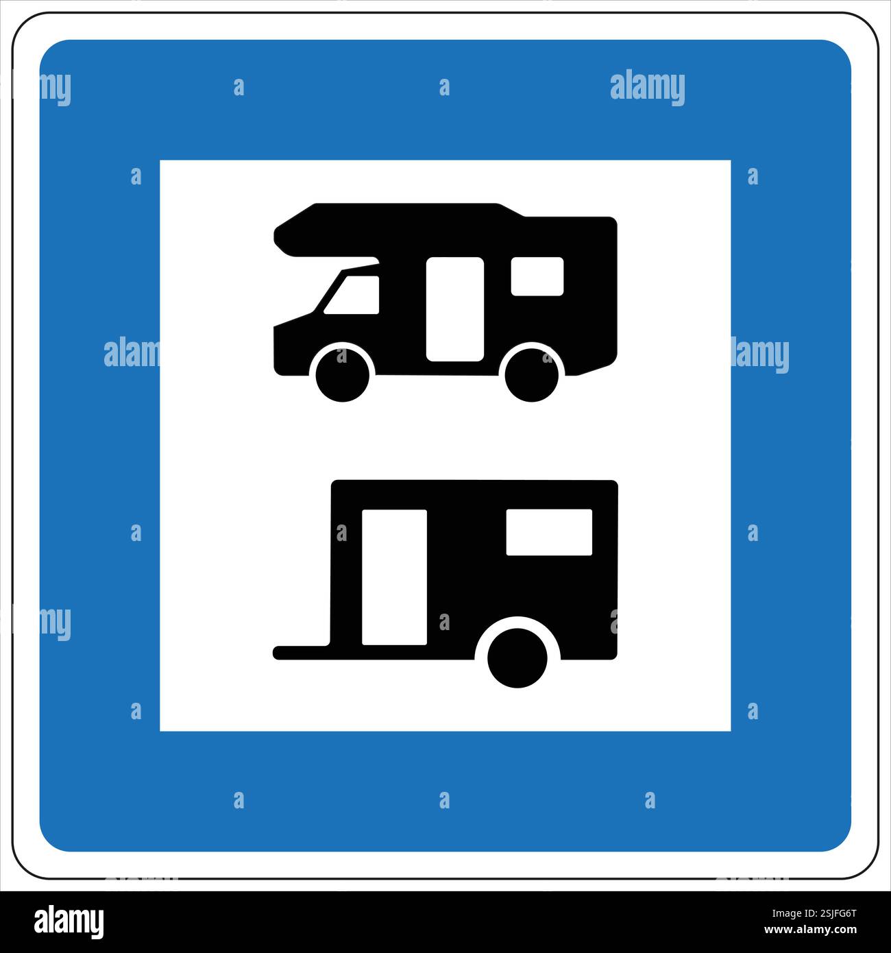 Blue sign indicating parking for campers and caravans Stock Vector ...