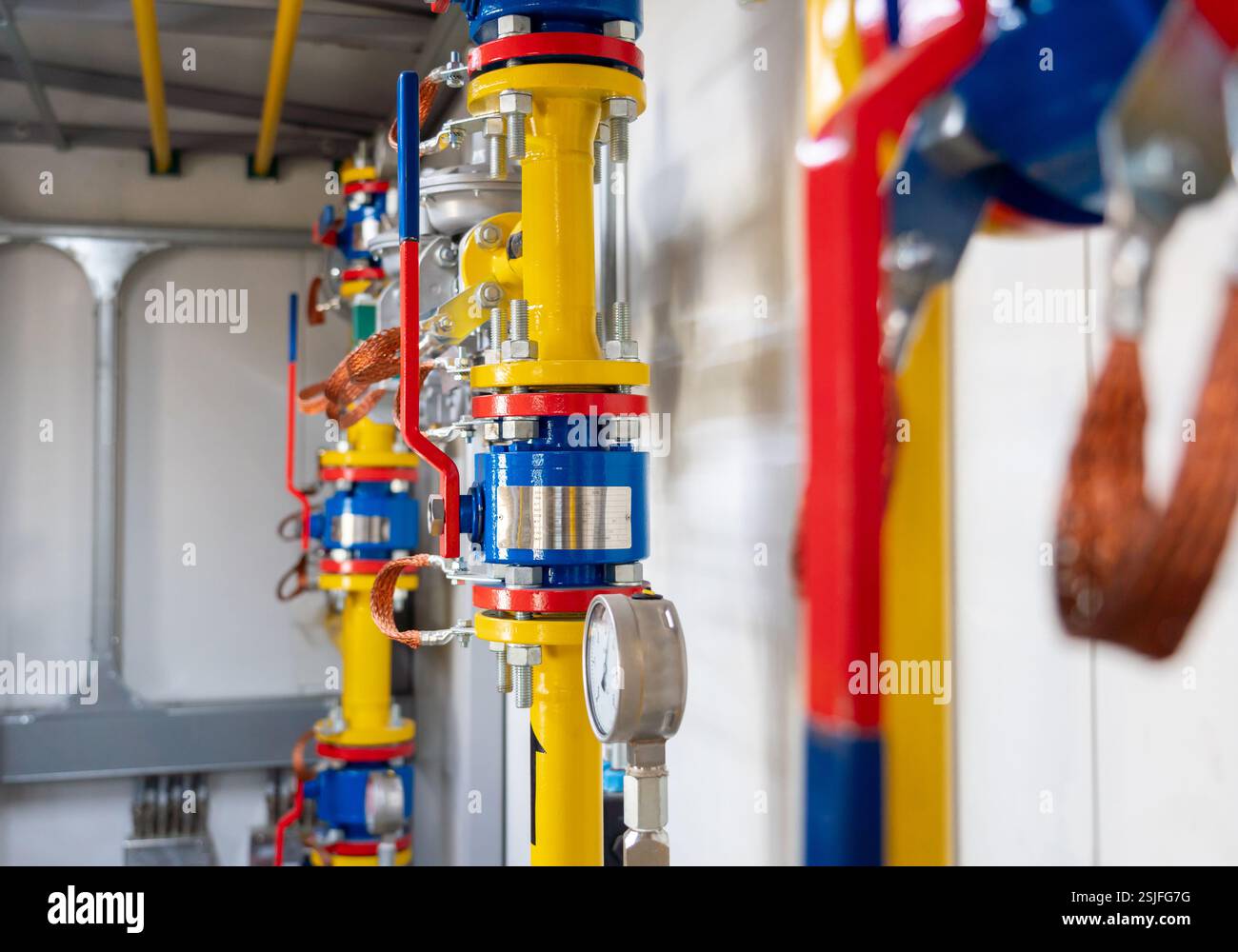 Industrial natural gas piping system with valves showcasing precision ...