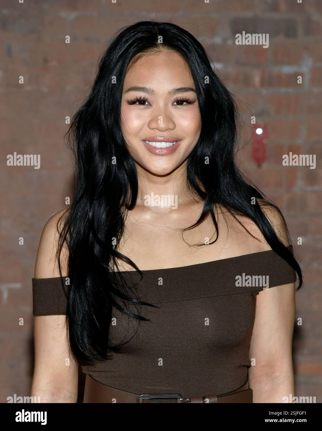 Sunisa Lee arrives at the Michael Kors Fall/Winter 2025 fashion show as part of New York Fashion ...