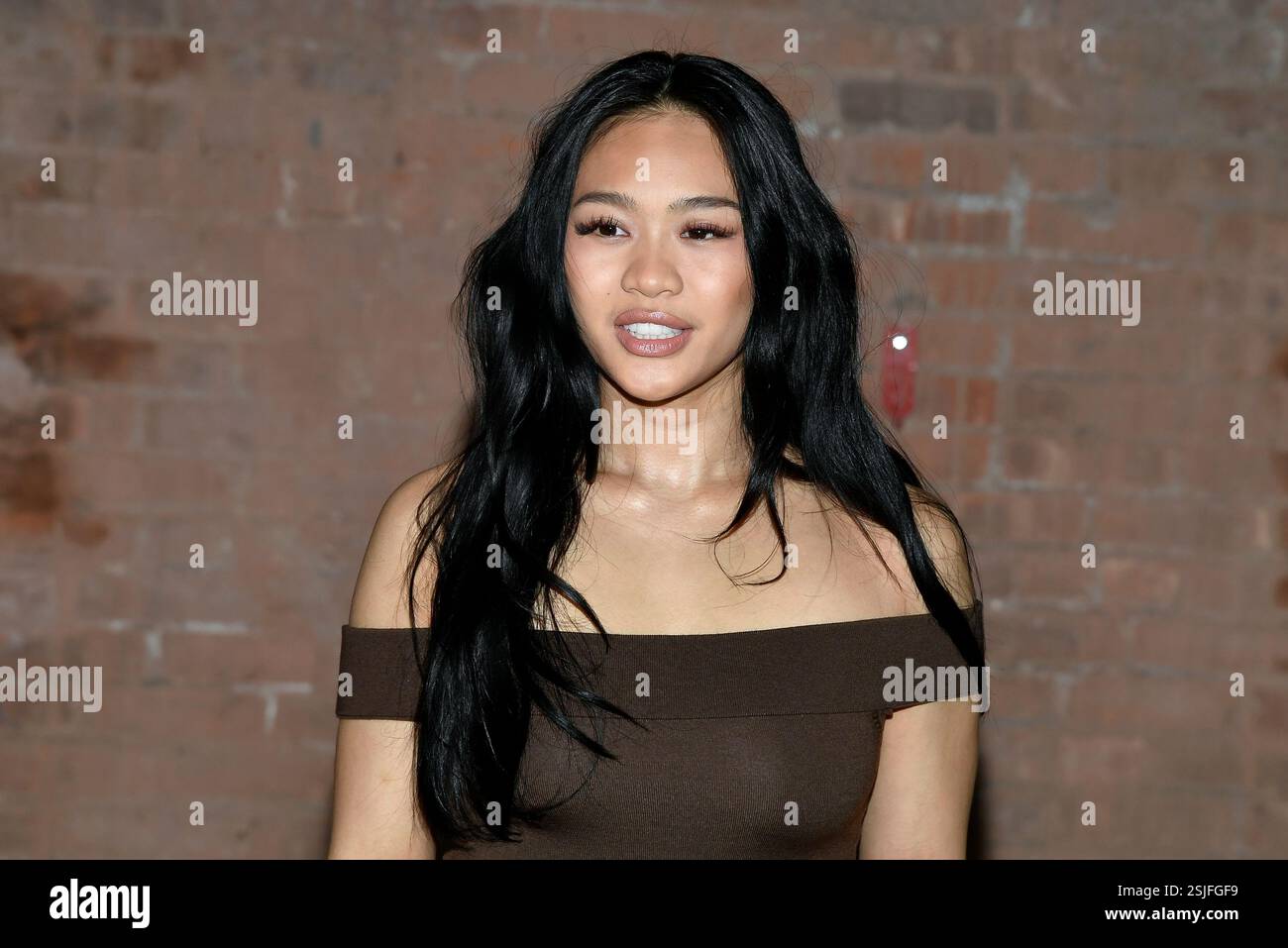 Sunisa Lee arrives at the Michael Kors Fall/Winter 2025 fashion show as part of New York Fashion ...