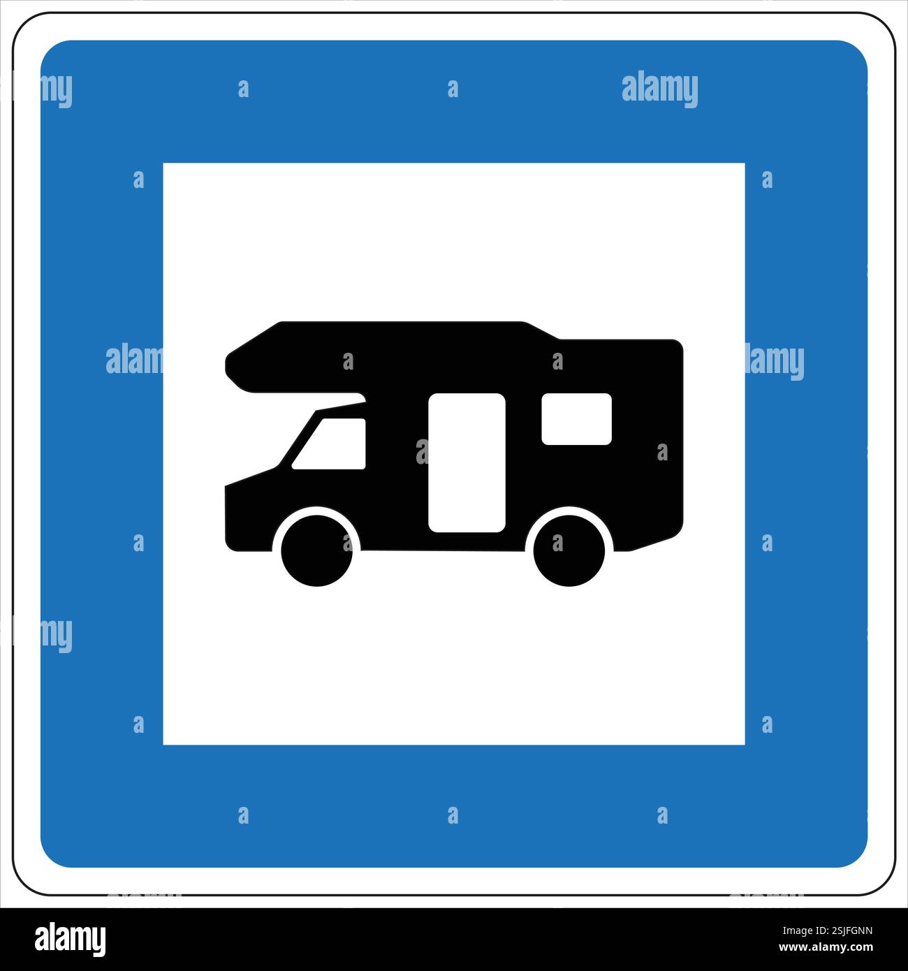 Blue and white sign indicating motorhome parking area Stock Vector ...