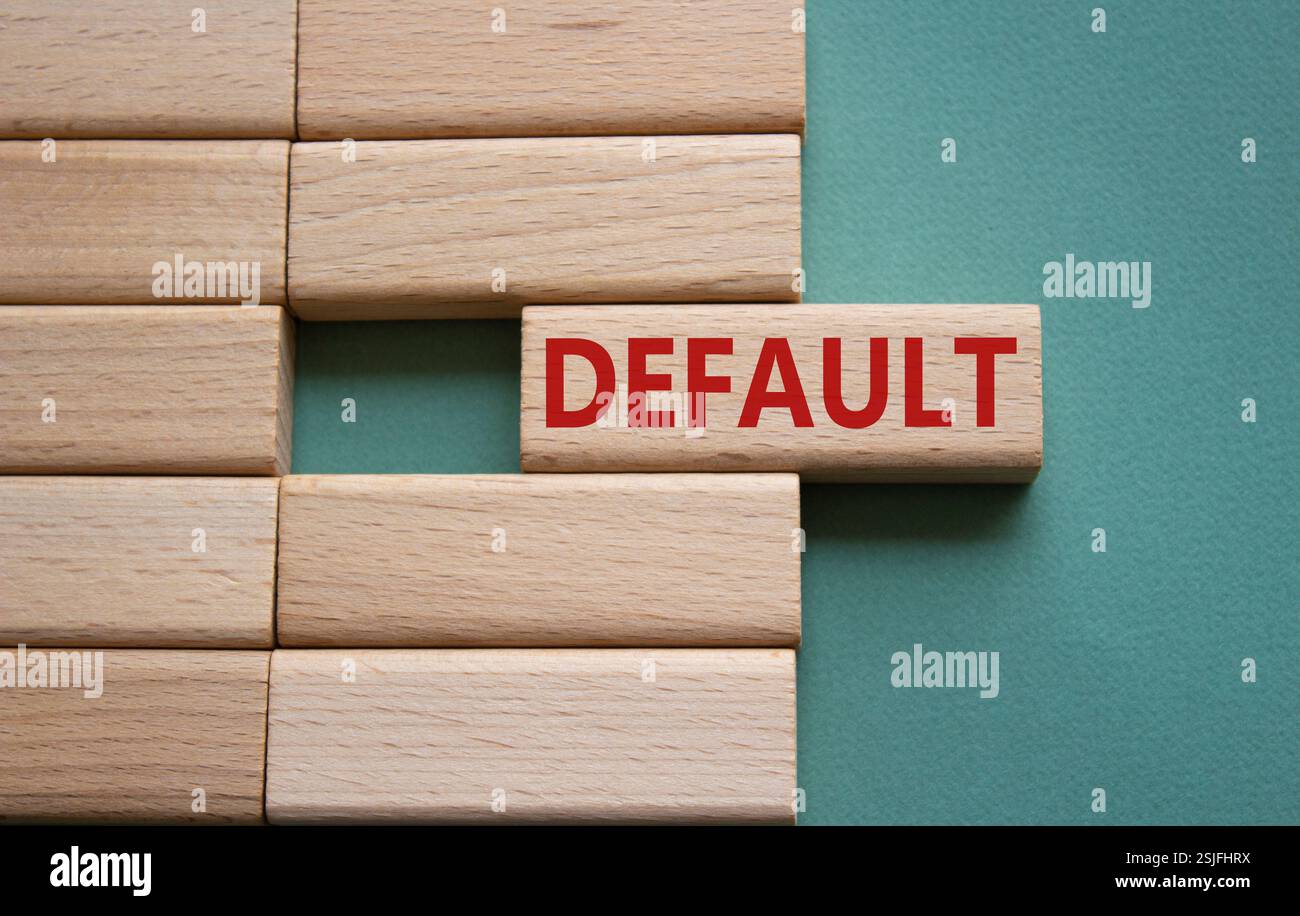 Default symbol. Concept word Default on wooden blocks. Beautiful grey ...