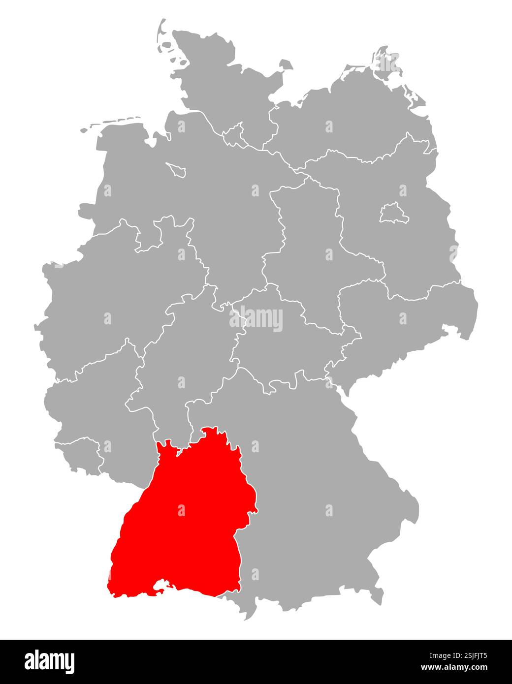 Map of Baden-Württemberg in Germany Stock Photo - Alamy