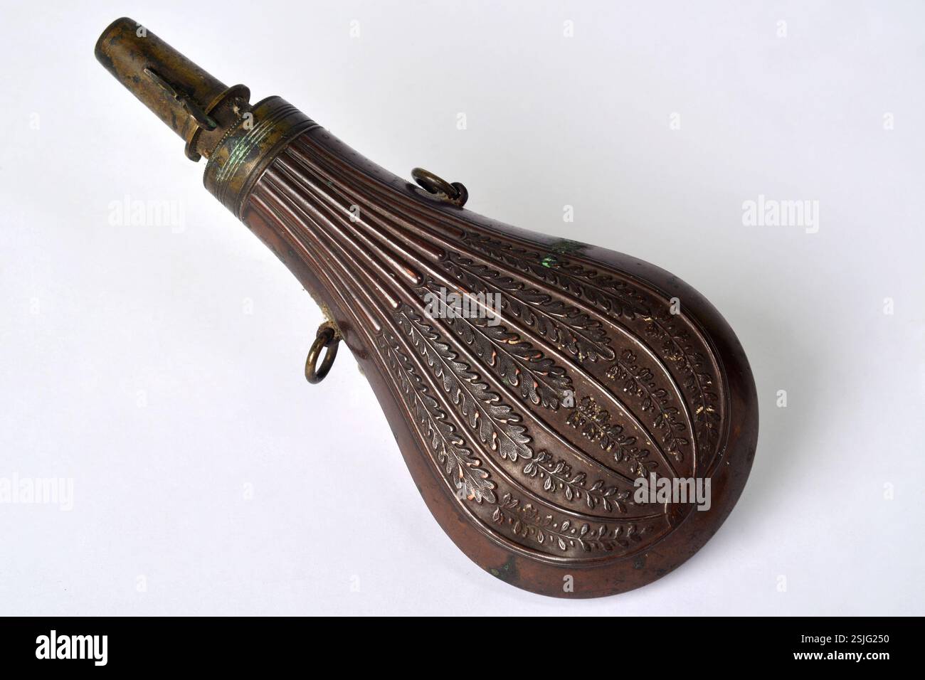 Antique copper gunpowder flask for rifles and arquebuses Stock Photo ...