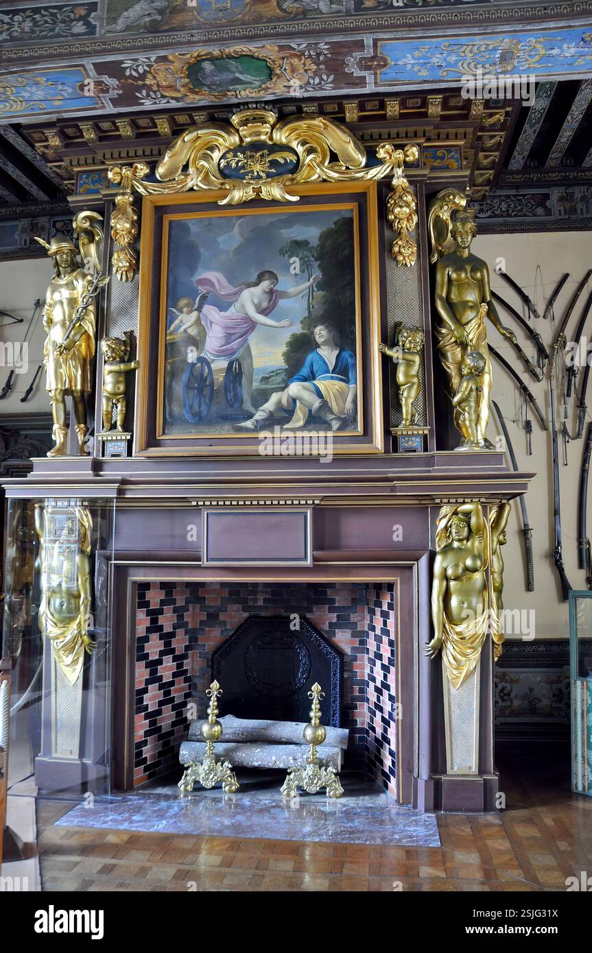 weapons room, Château de Cheverny, Cheverny, France, Europe Stock Photo ...