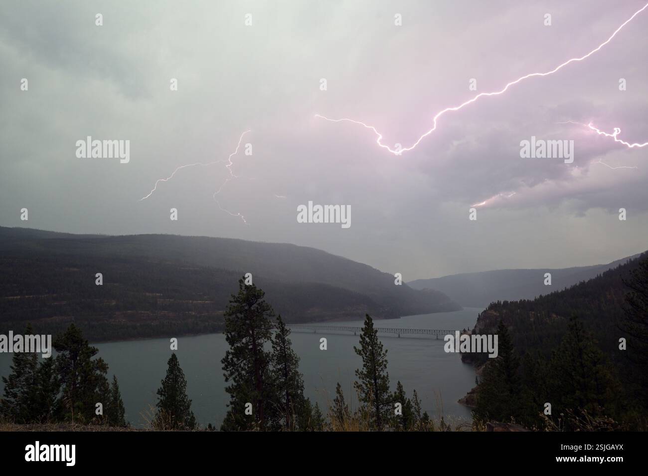 Lightning Storm over Lake Koocanusa. Lincoln County, northwest Montana ...